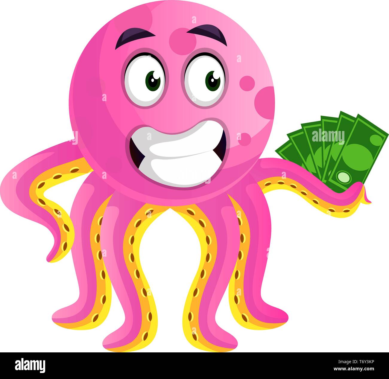 Octopus hodling money illustration vector on white background Stock ...