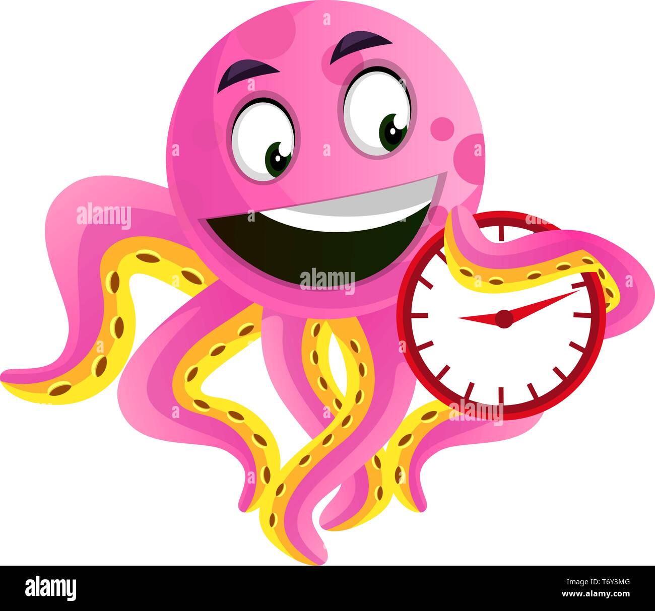Octopus holding a clock illustration vector on white background Stock ...