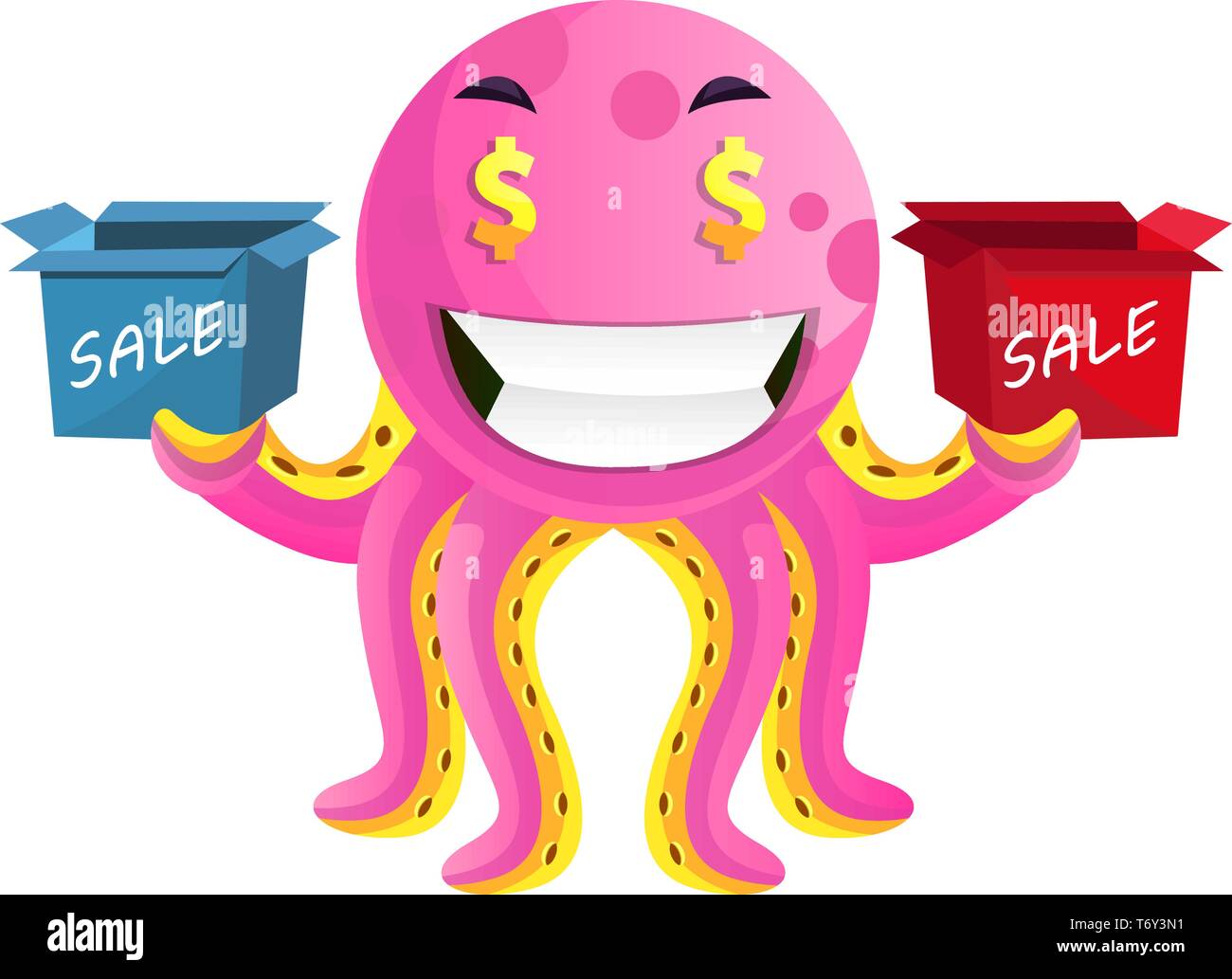 Octopus with sale signs illustration vector on white background Stock ...