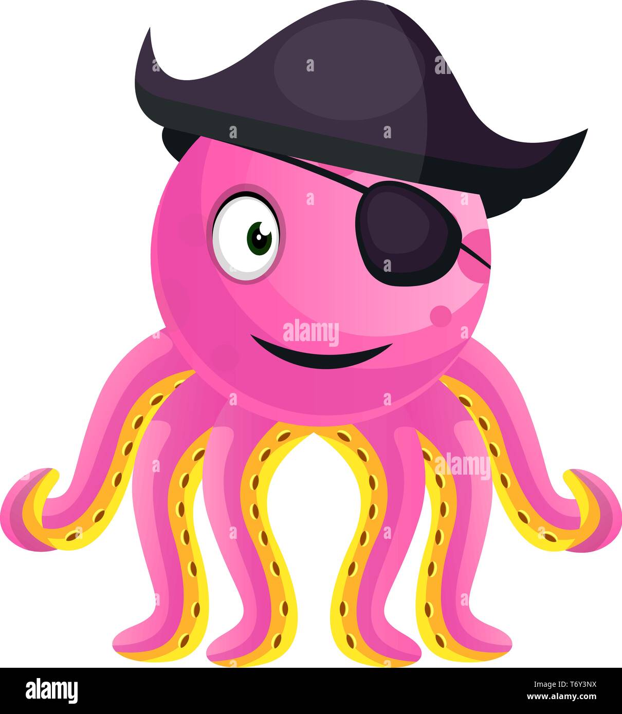 Smiling octopus with an eyepatch illustration vector on white ...