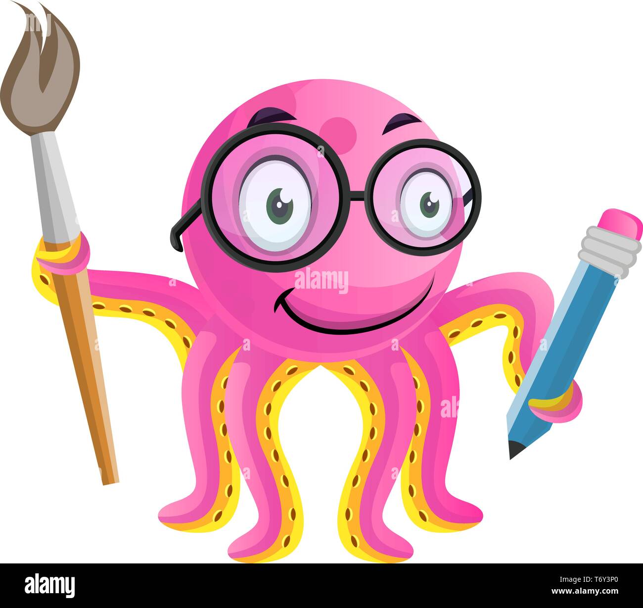 Octopus brush art drawing Stock Vector Images - Alamy