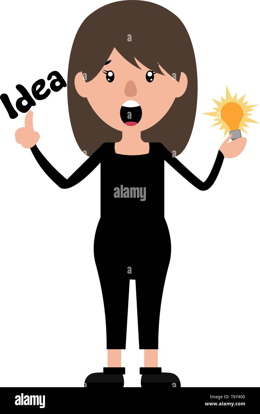 Cartoon woman with an idea illustration vector on white background ...