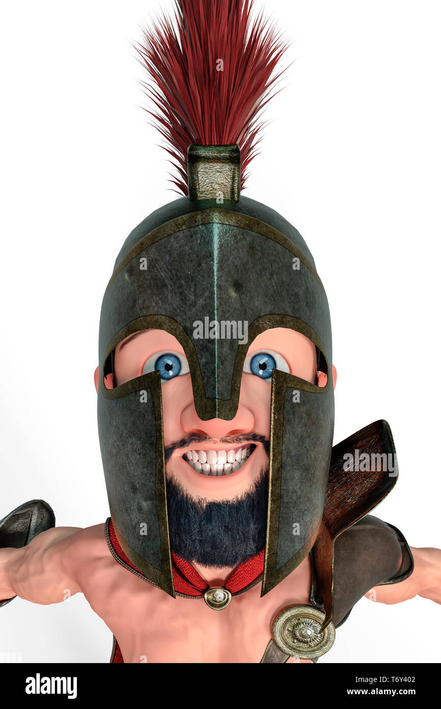 spartan warrior cartoon in a white background. This spartan will put ...