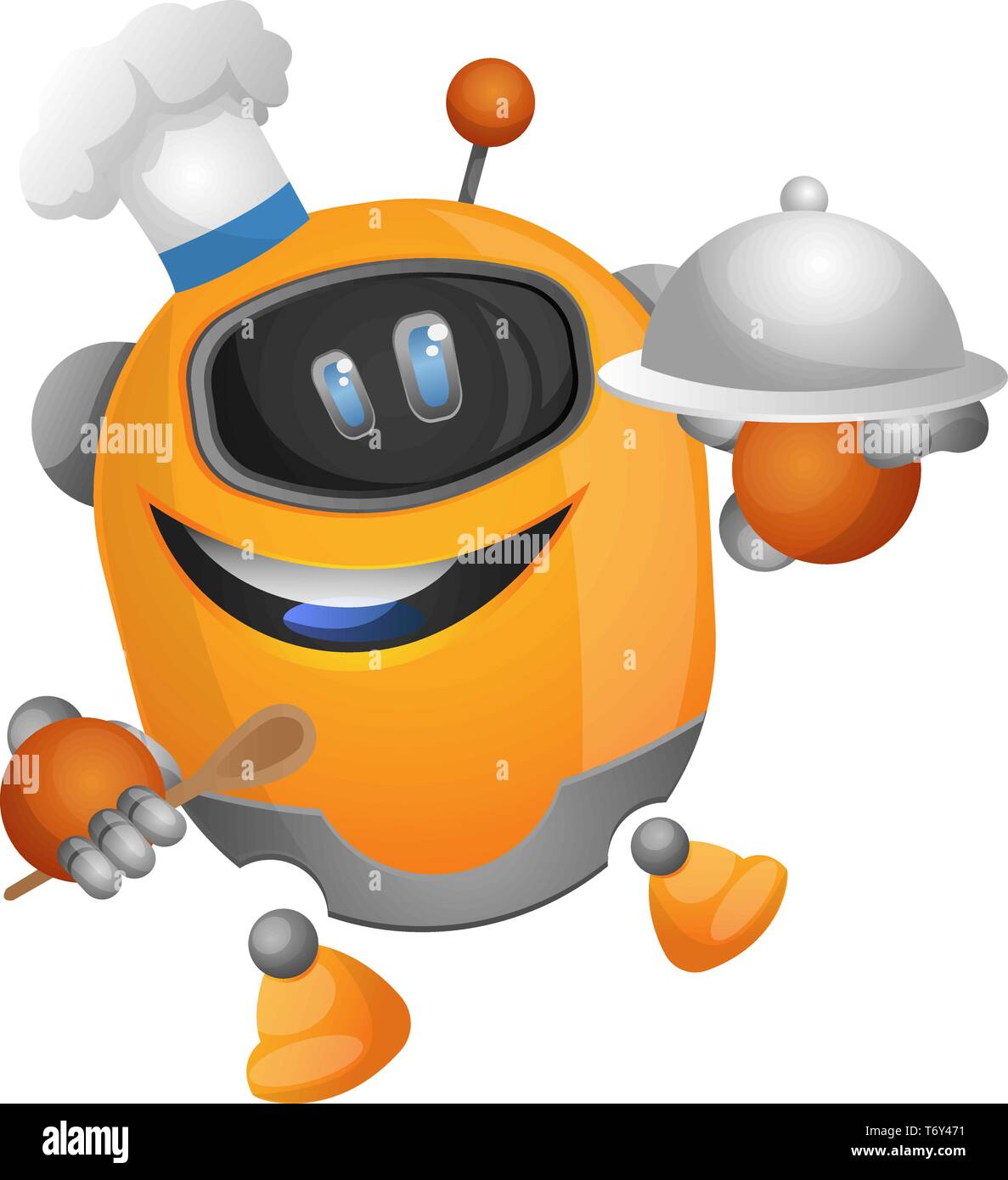 Robotic chef illustration vector on white background Stock Vector Image ...