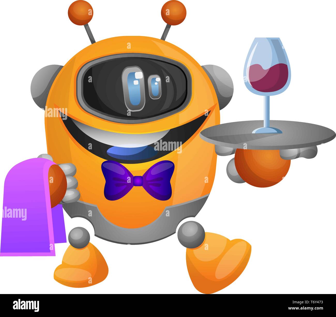 Robot as a waiter illustration vector on white background Stock Vector ...