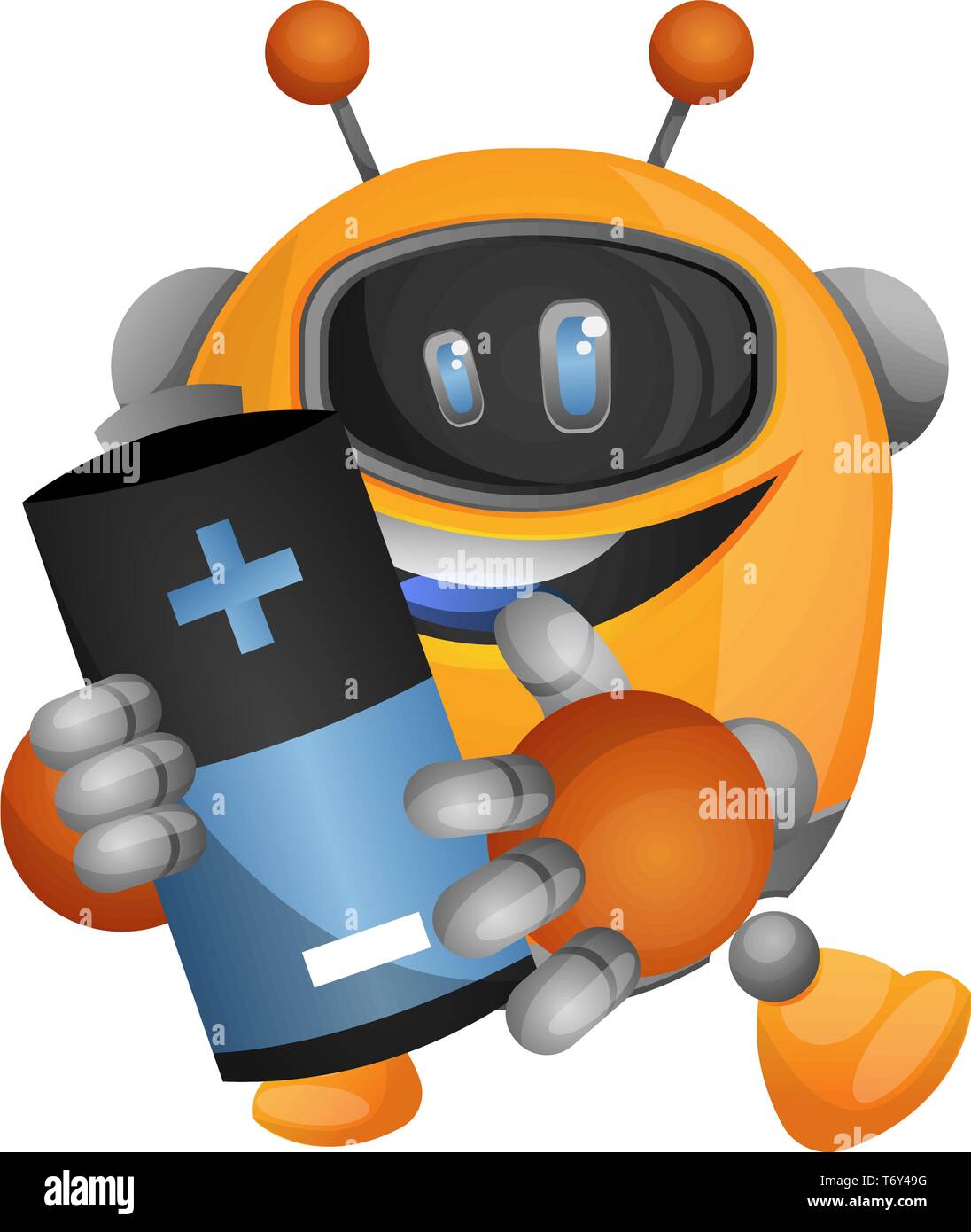 Robot holding the battery illustration vector on white background Stock ...