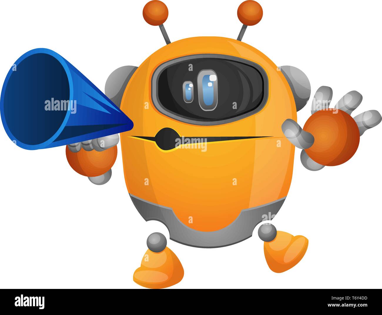 Cartoon robot speaking on a megaphone illustration vector on white ...