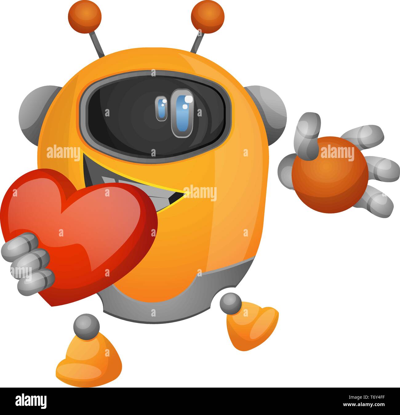 Cartoon robot holding a heart illustration vector on white background ...