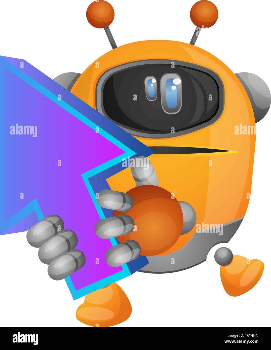 Cartoon robot holding arrow up illustration vector on white background ...
