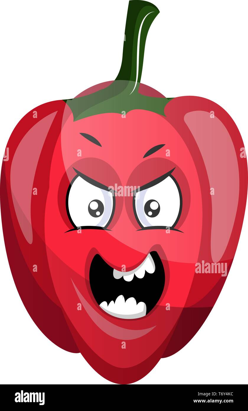Angry capsicum illustration vector on white background Stock Vector ...