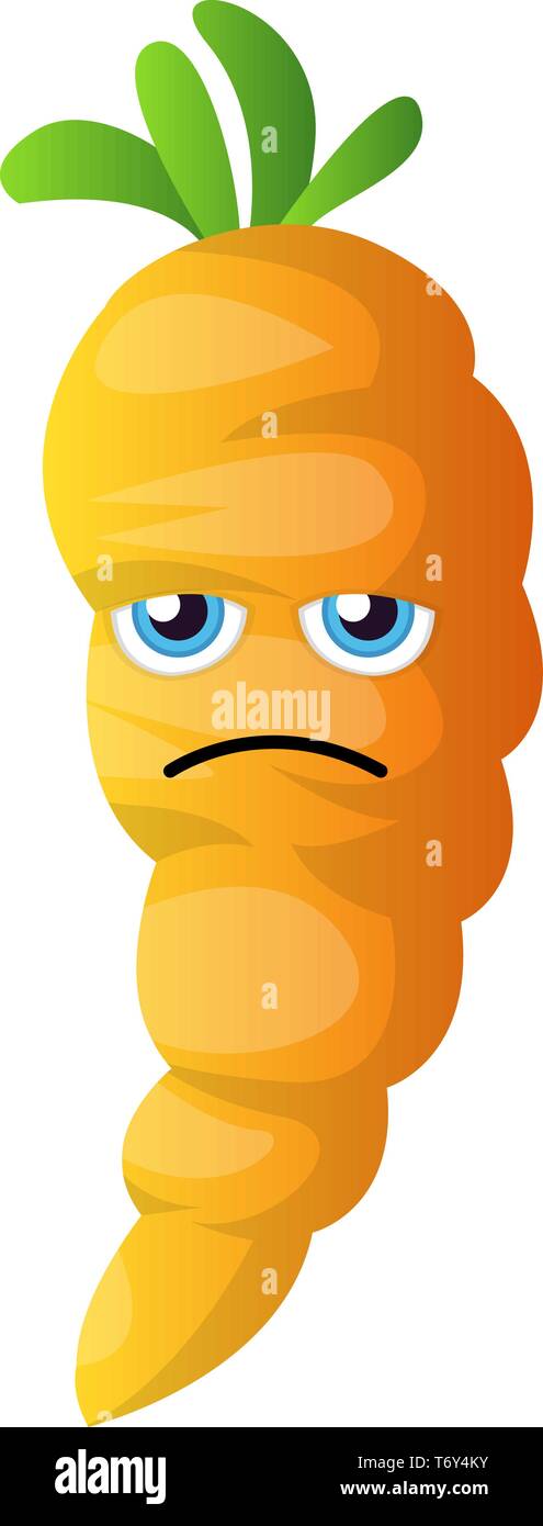 Sad cartoon carrot illustration vector on white background Stock Vector ...