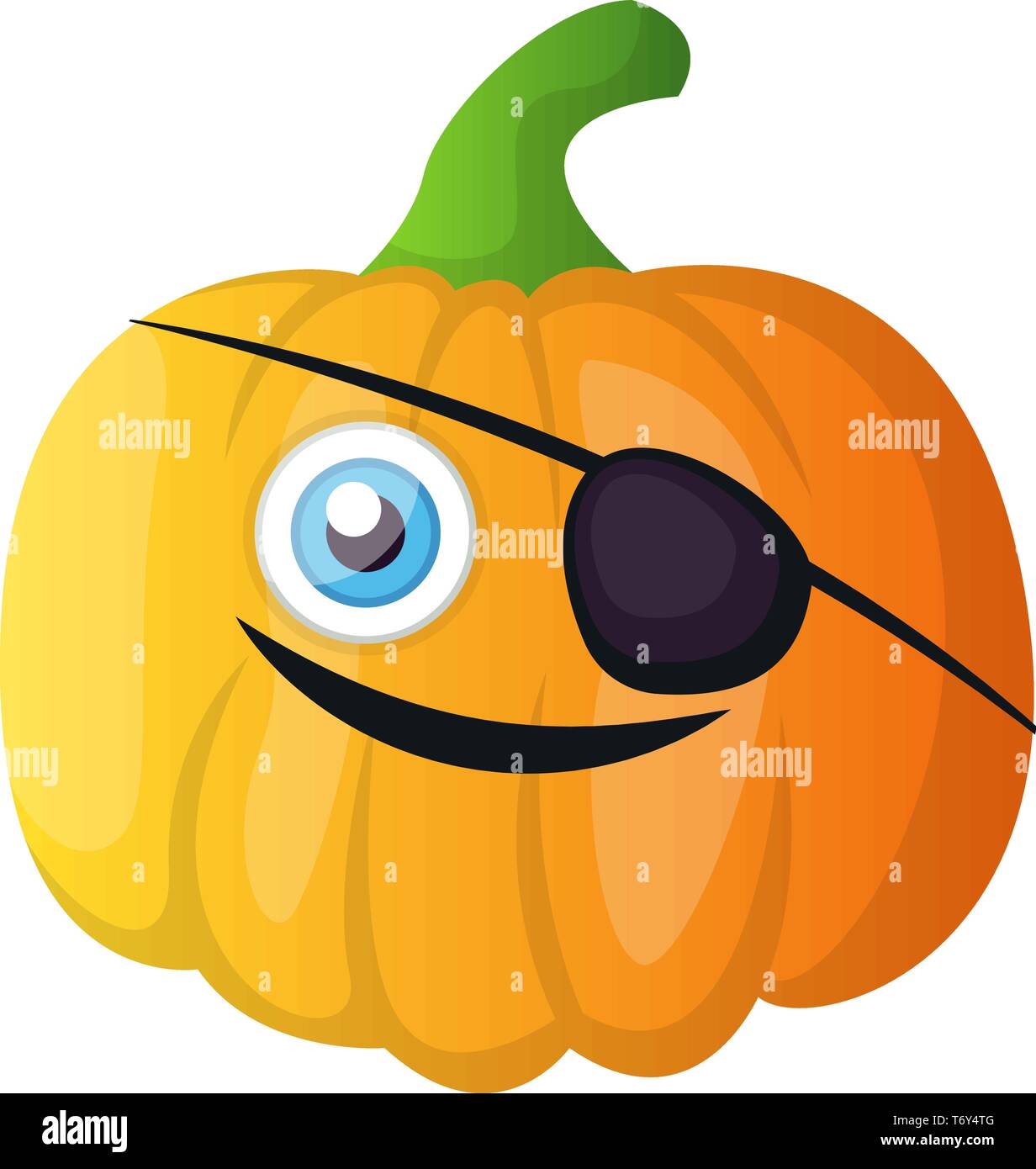 Pumpkin with a black patch on his eye illustration vector on white ...