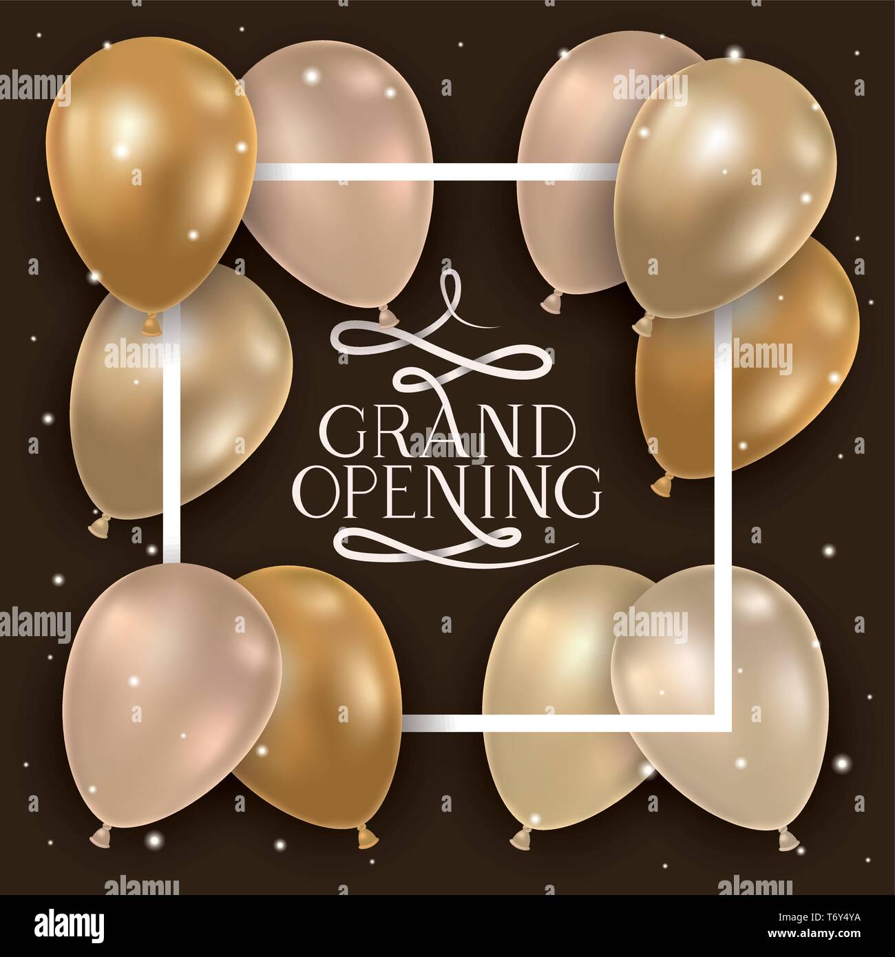 square frame with grand opening message and balloons helium Stock ...