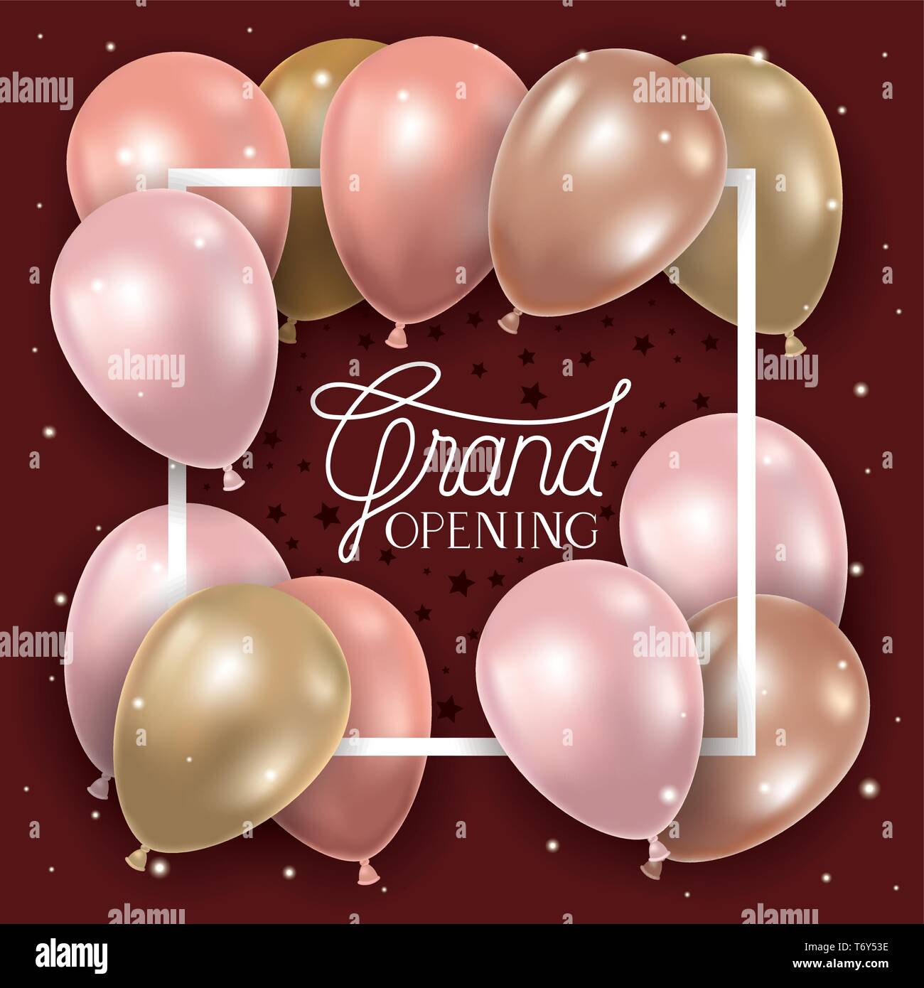 square frame with grand opening message and balloons helium Stock ...