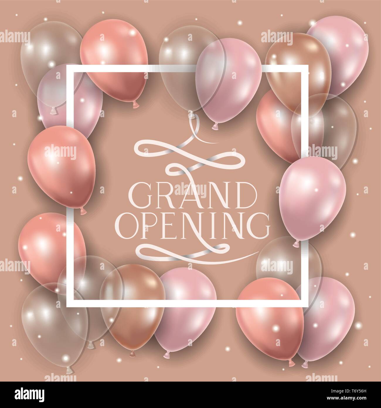 square frame with grand opening message and balloons helium Stock ...