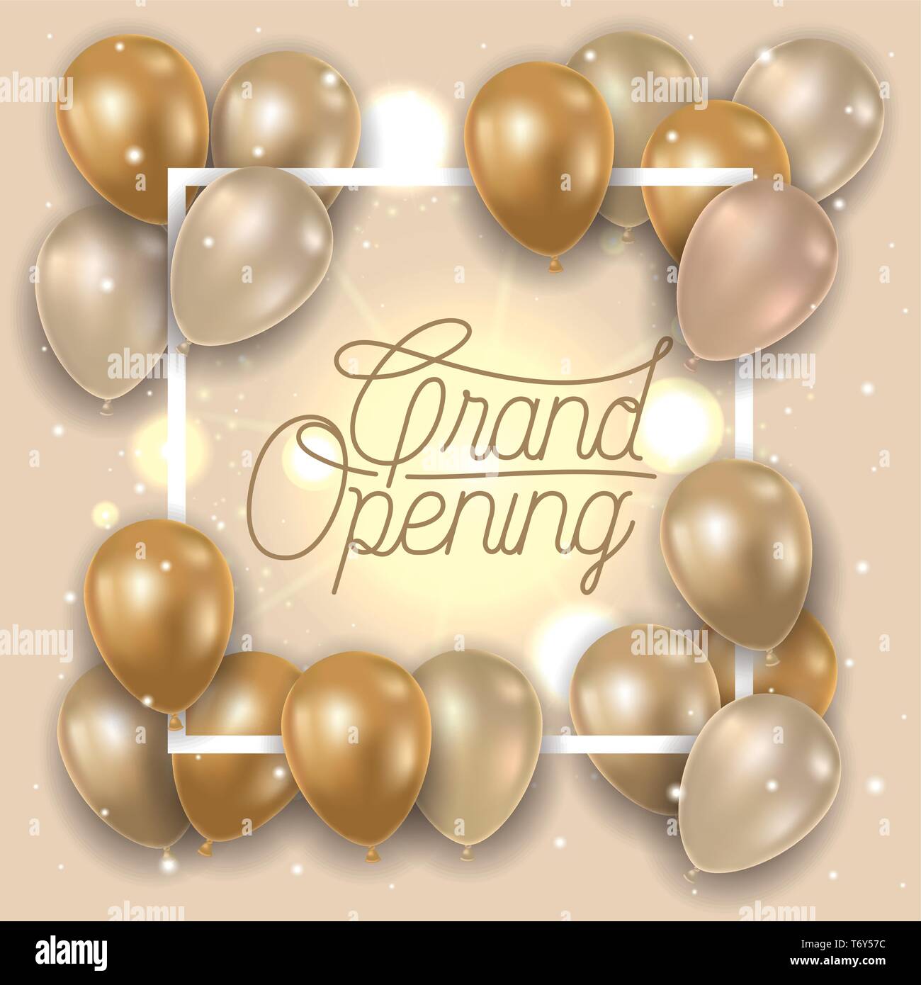 square frame with grand opening message and balloons helium Stock ...