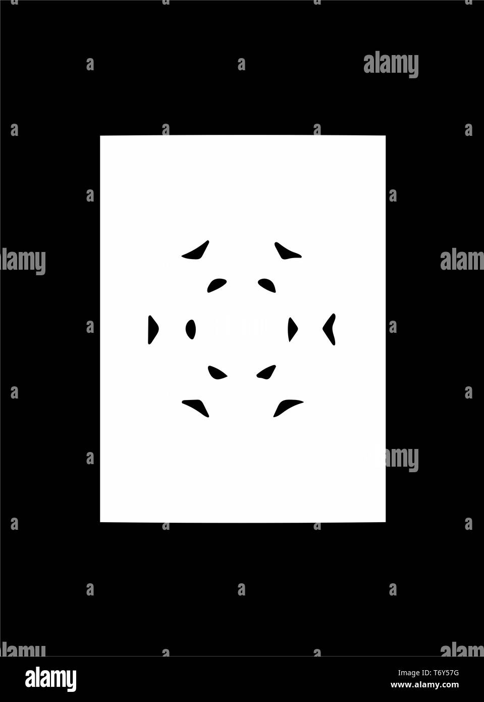 Ornate abstract black symbol on white background and black frame Stock ...