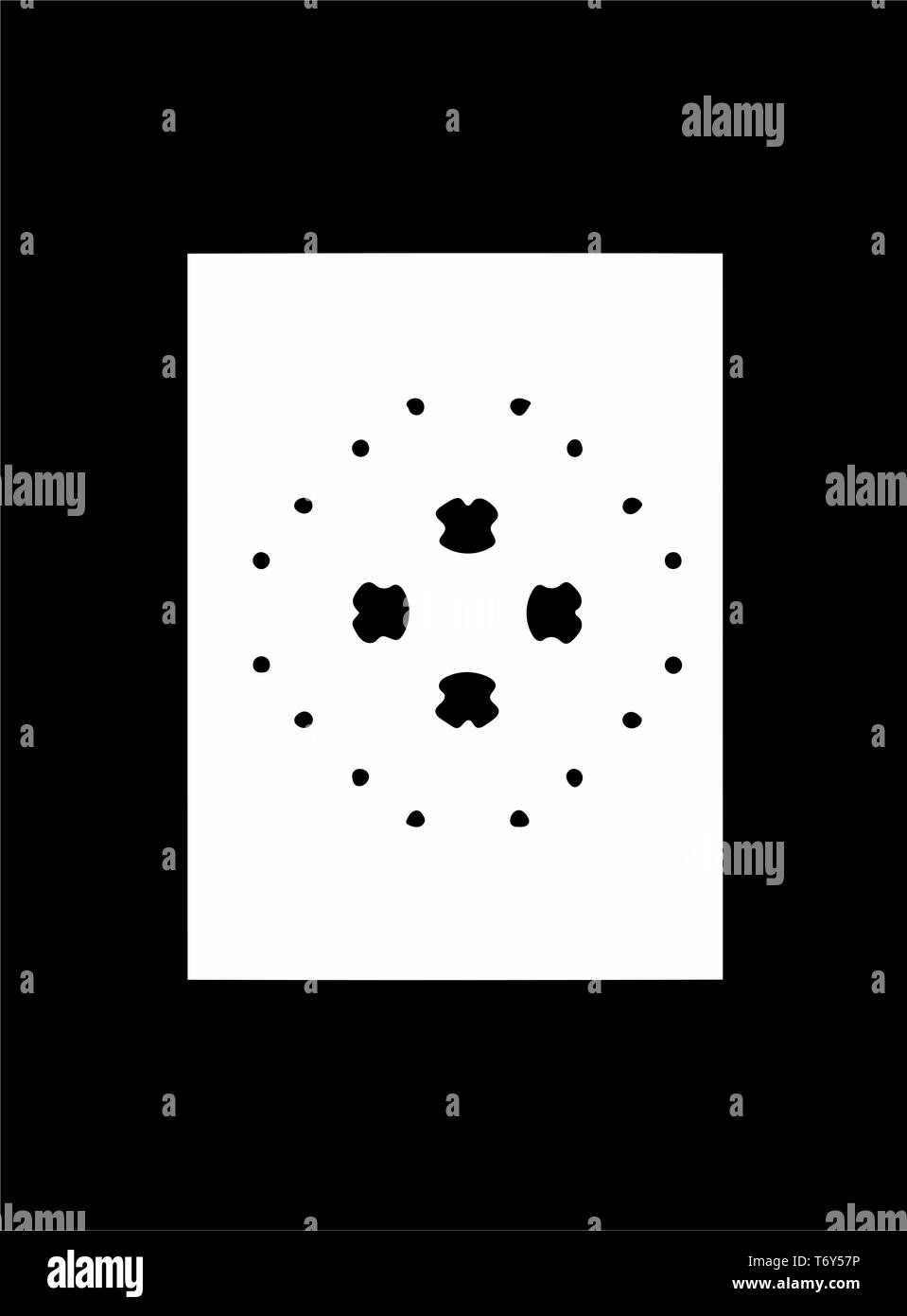 Ornate abstract black symbol on white background and black frame Stock ...