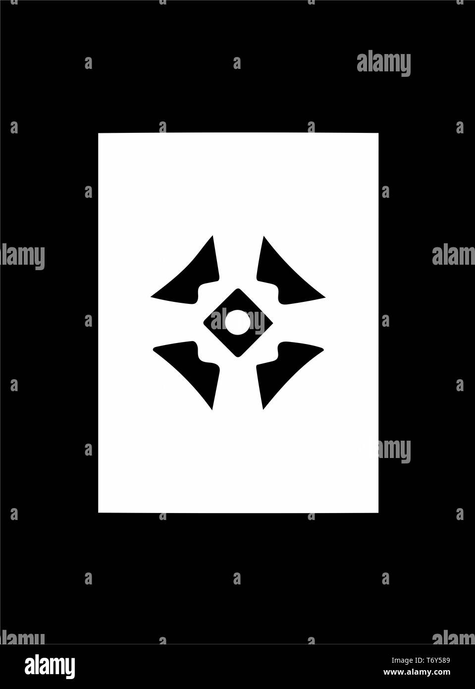 Ornate abstract black symbol on white background and black frame Stock ...