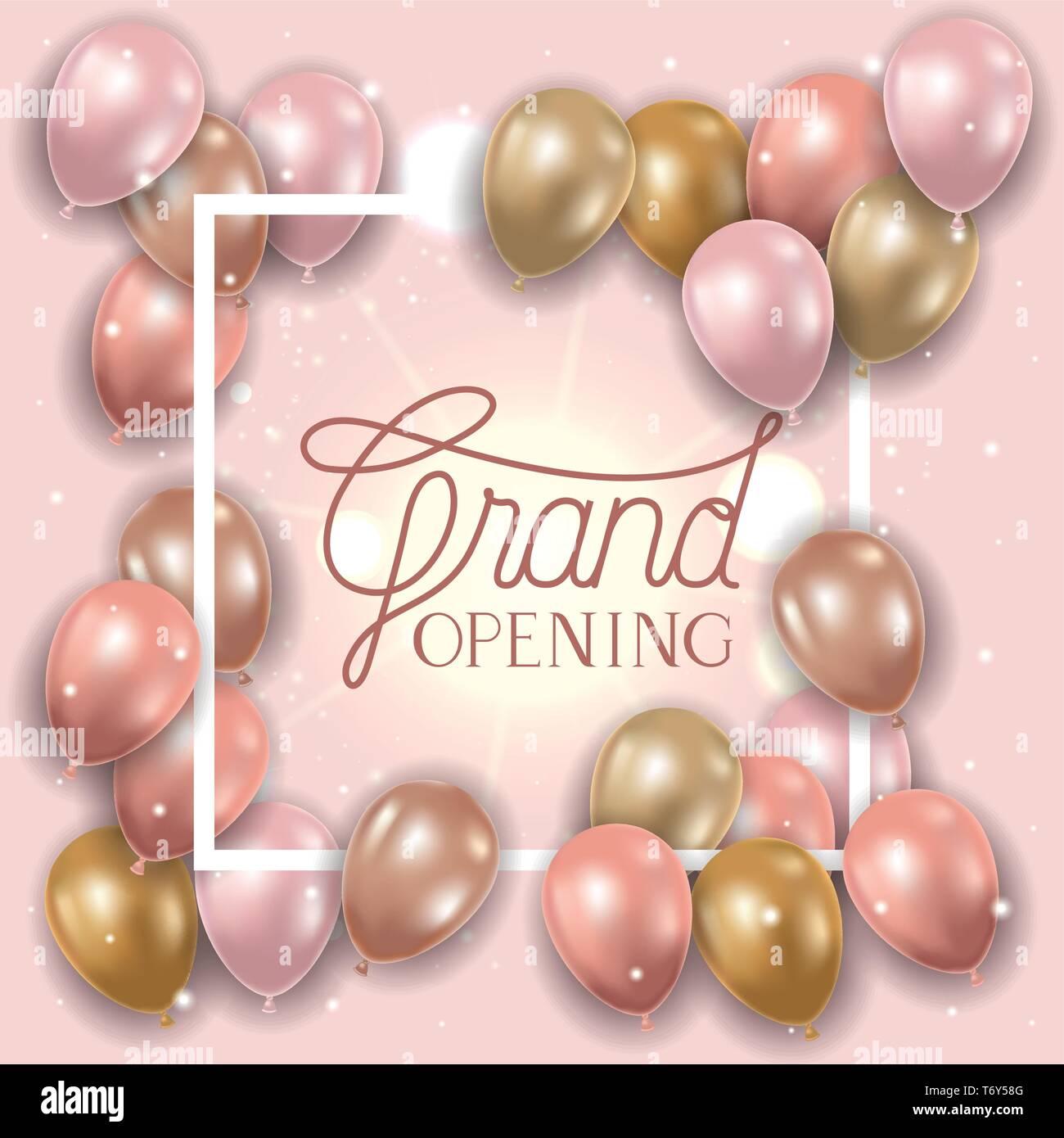 square frame with grand opening message and balloons helium Stock ...
