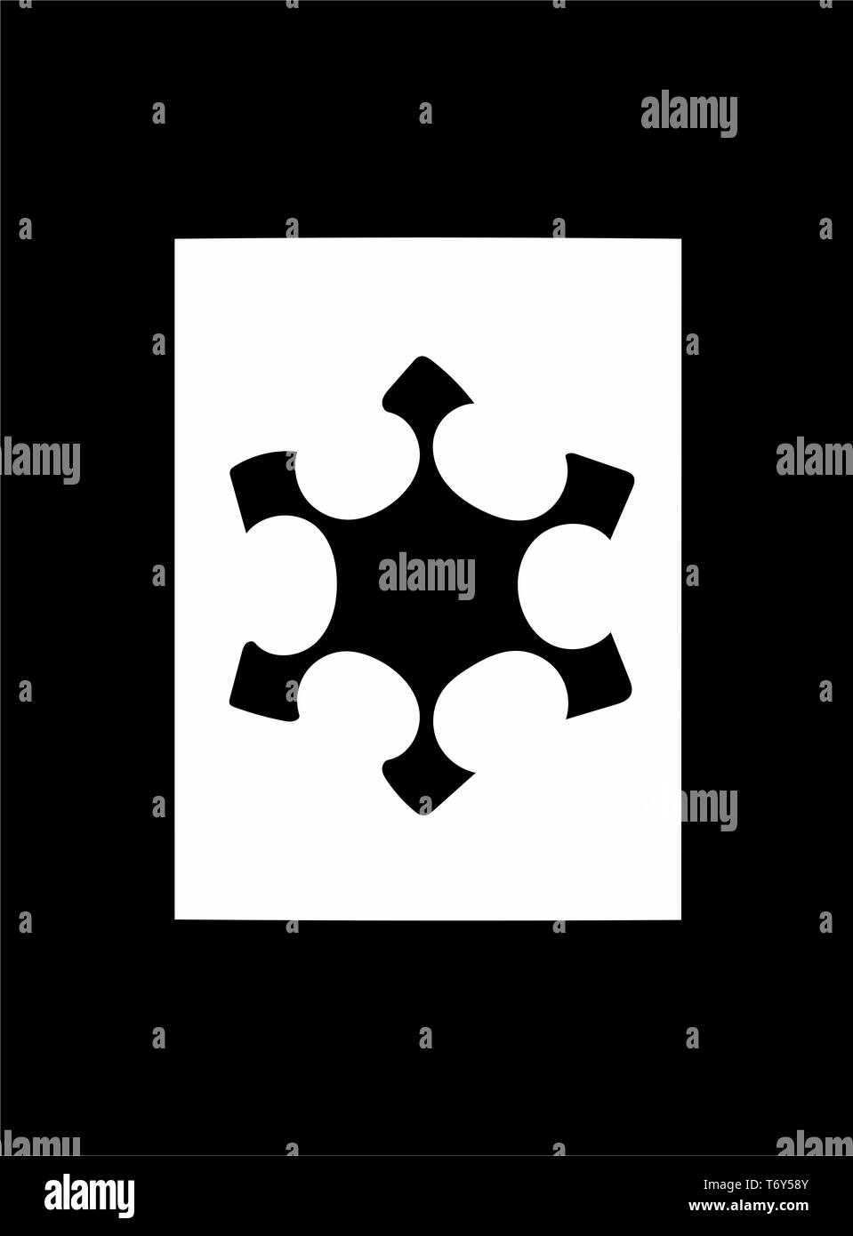 Ornate abstract black symbol on white background and black frame Stock ...