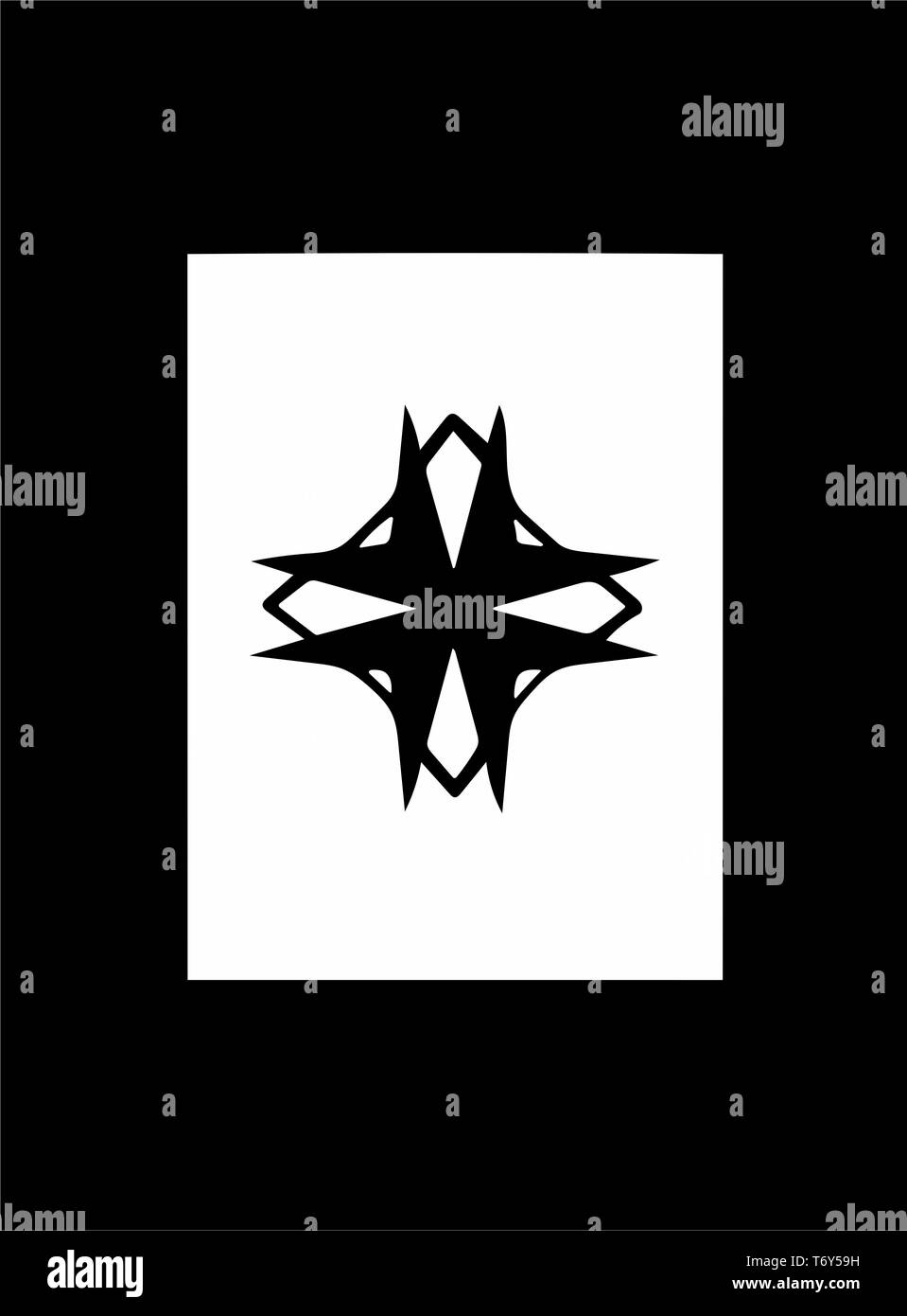 Ornate abstract black symbol on white background and black frame Stock ...