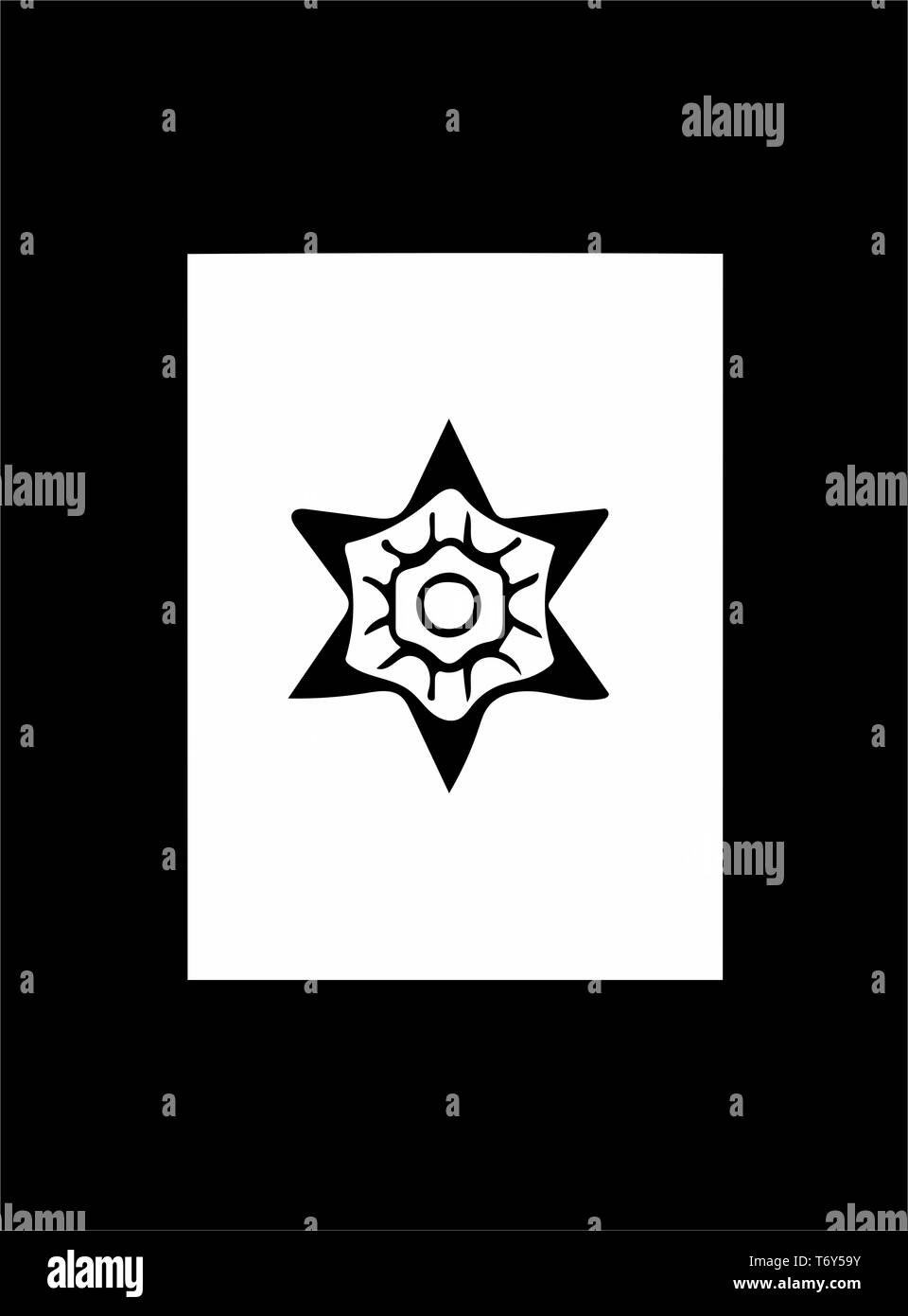 Ornate abstract black symbol on white background and black frame Stock ...