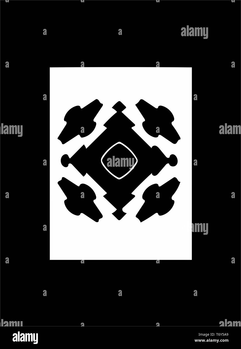 Ornate abstract black symbol on white background and black frame Stock ...