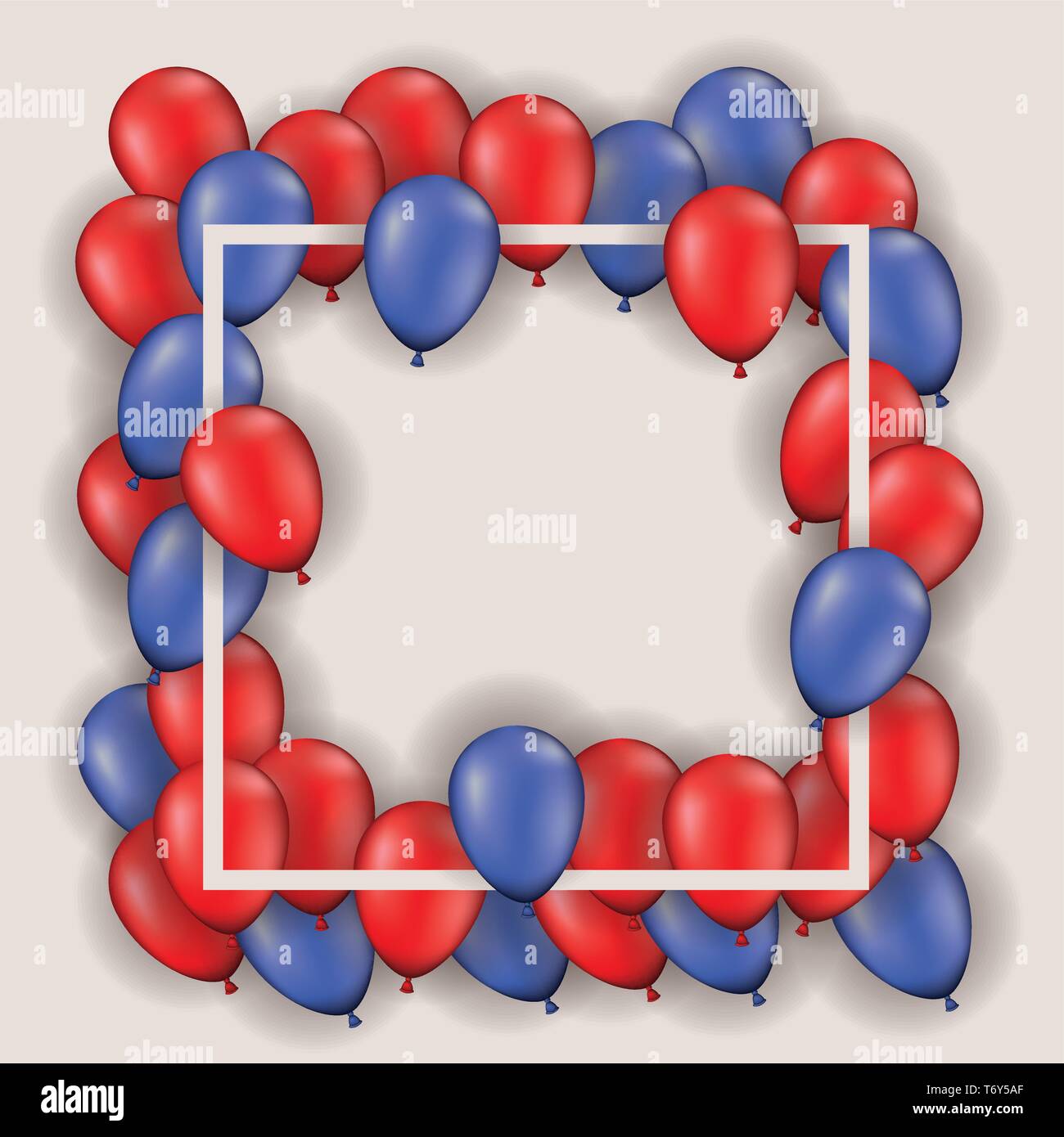 square frame with balloons heliun reds and blues Stock Vector Image ...