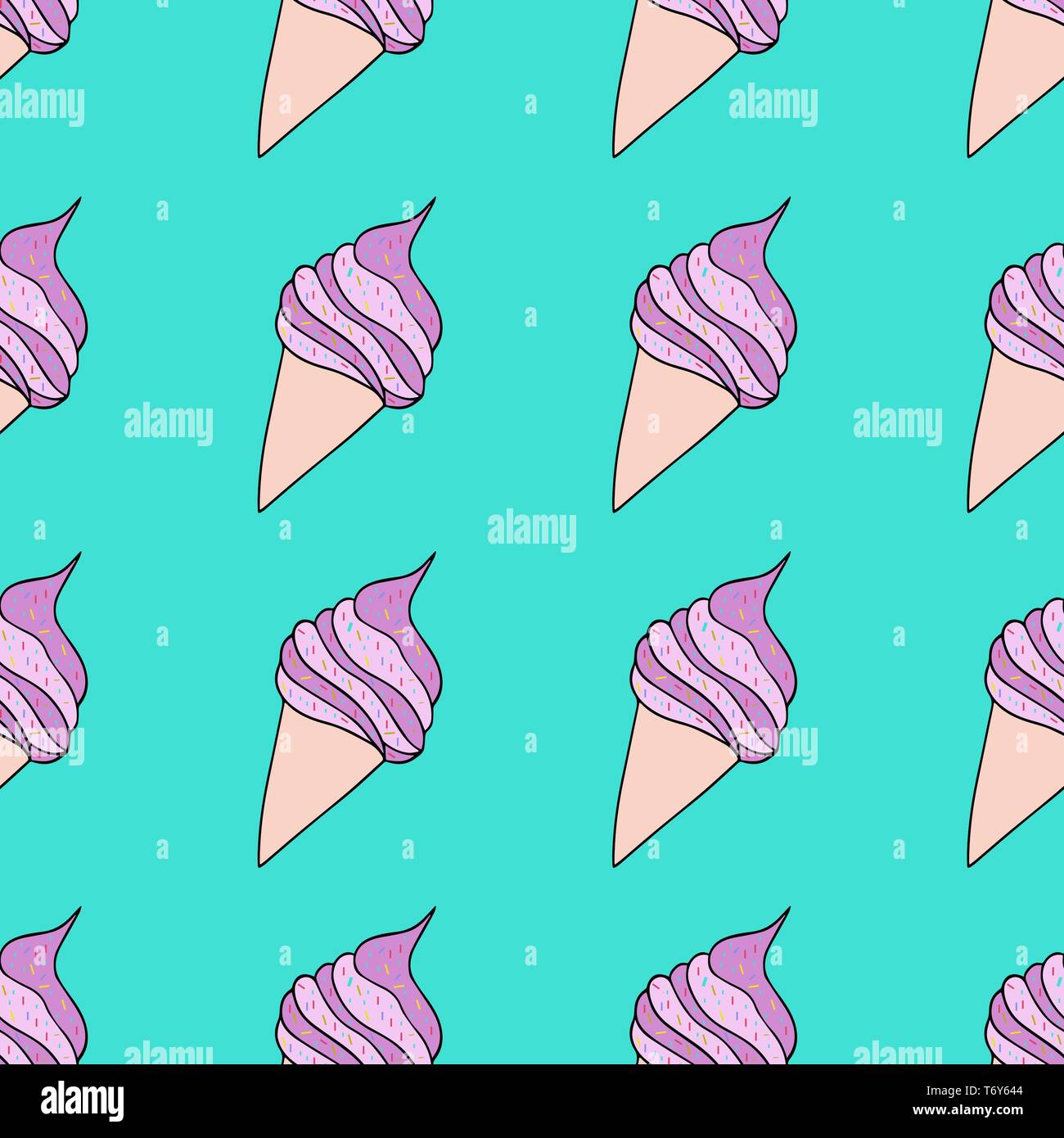 fashionable vector seamless pattern with sweet food pink ice cream on a ...