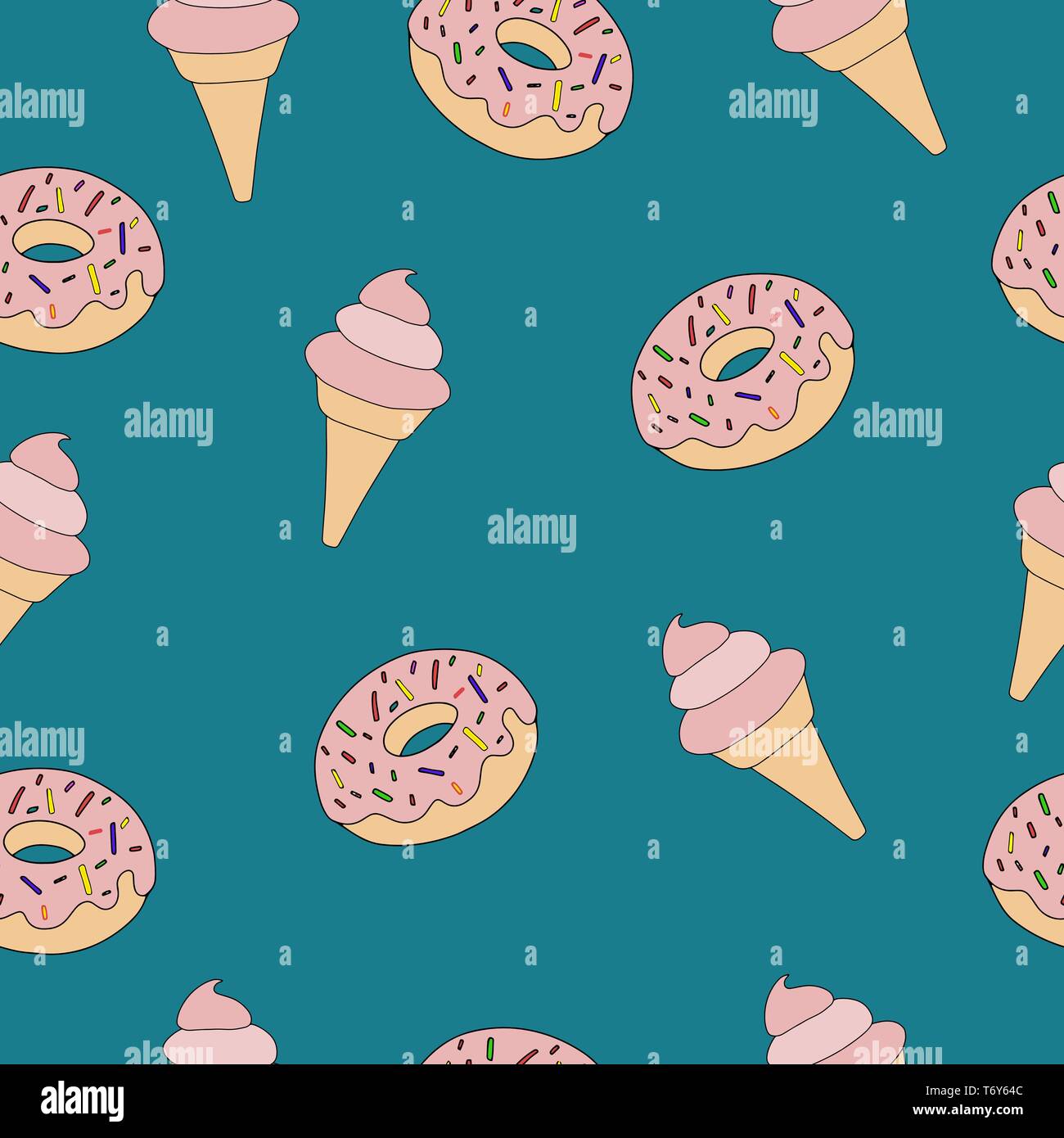 fashionable vector seamless pattern with sweet food ice cream and ...