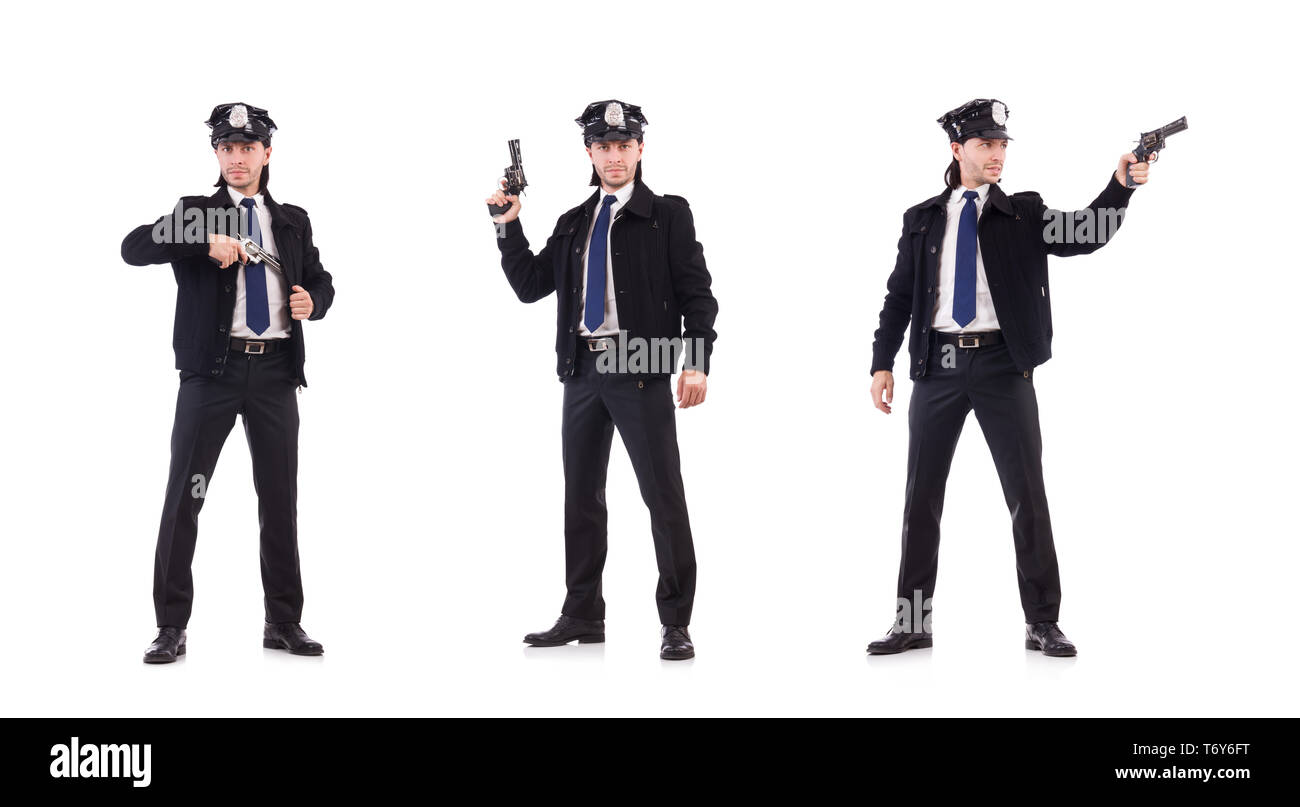 Police officer isolated on white Stock Photo - Alamy