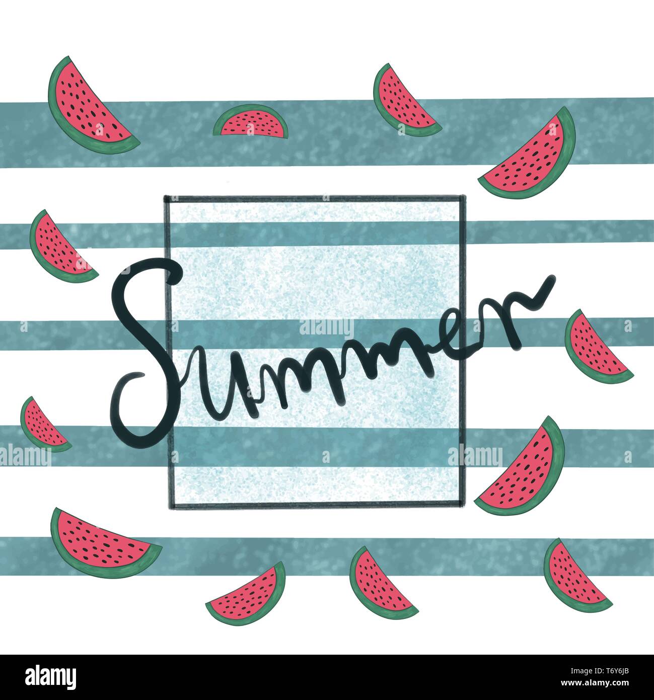 vector greeting card with luscious watermelon and green stripes for ...