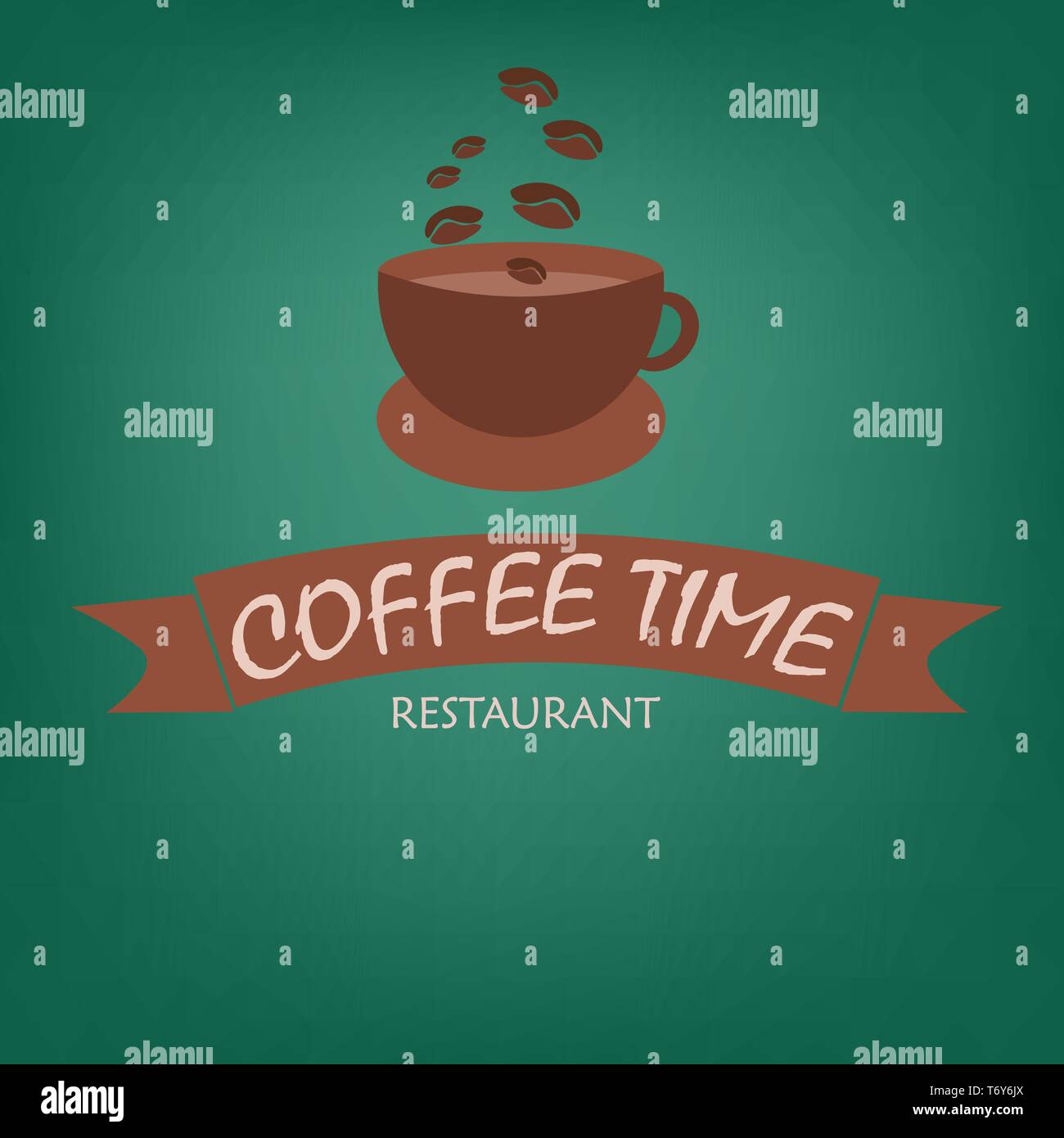 vector logo for advertising banner for a restaurant with a cup of ...