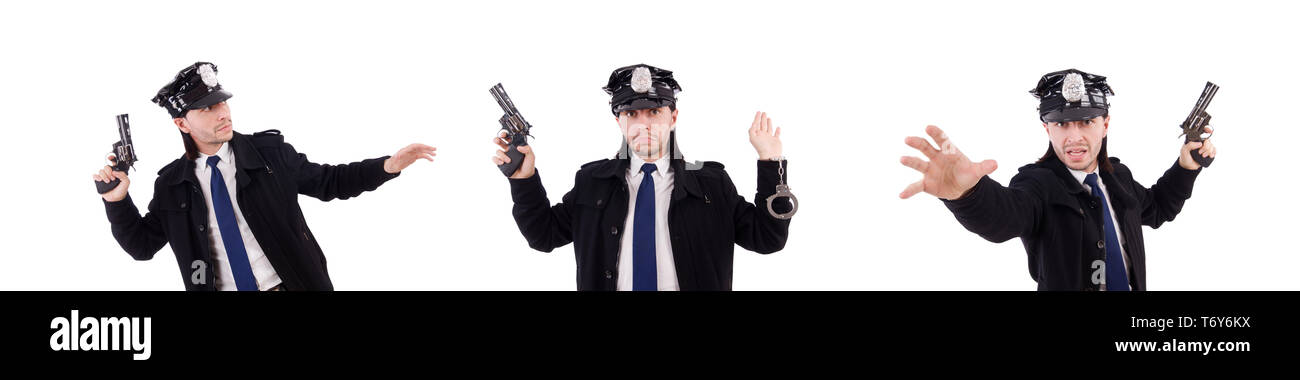 Police officer isolated on white Stock Photo - Alamy