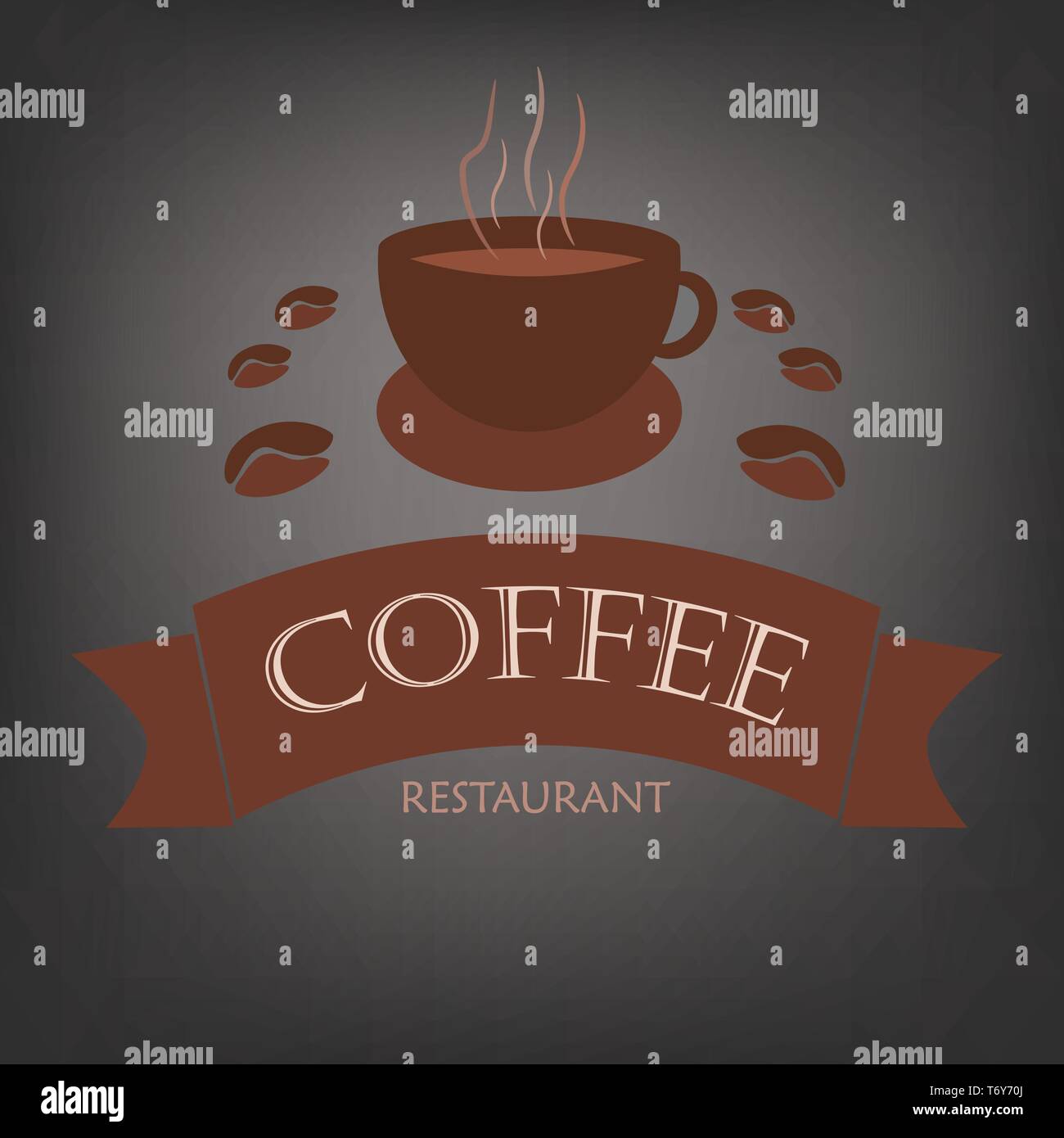 vector logo for advertising banner for a restaurant with a cup of ...