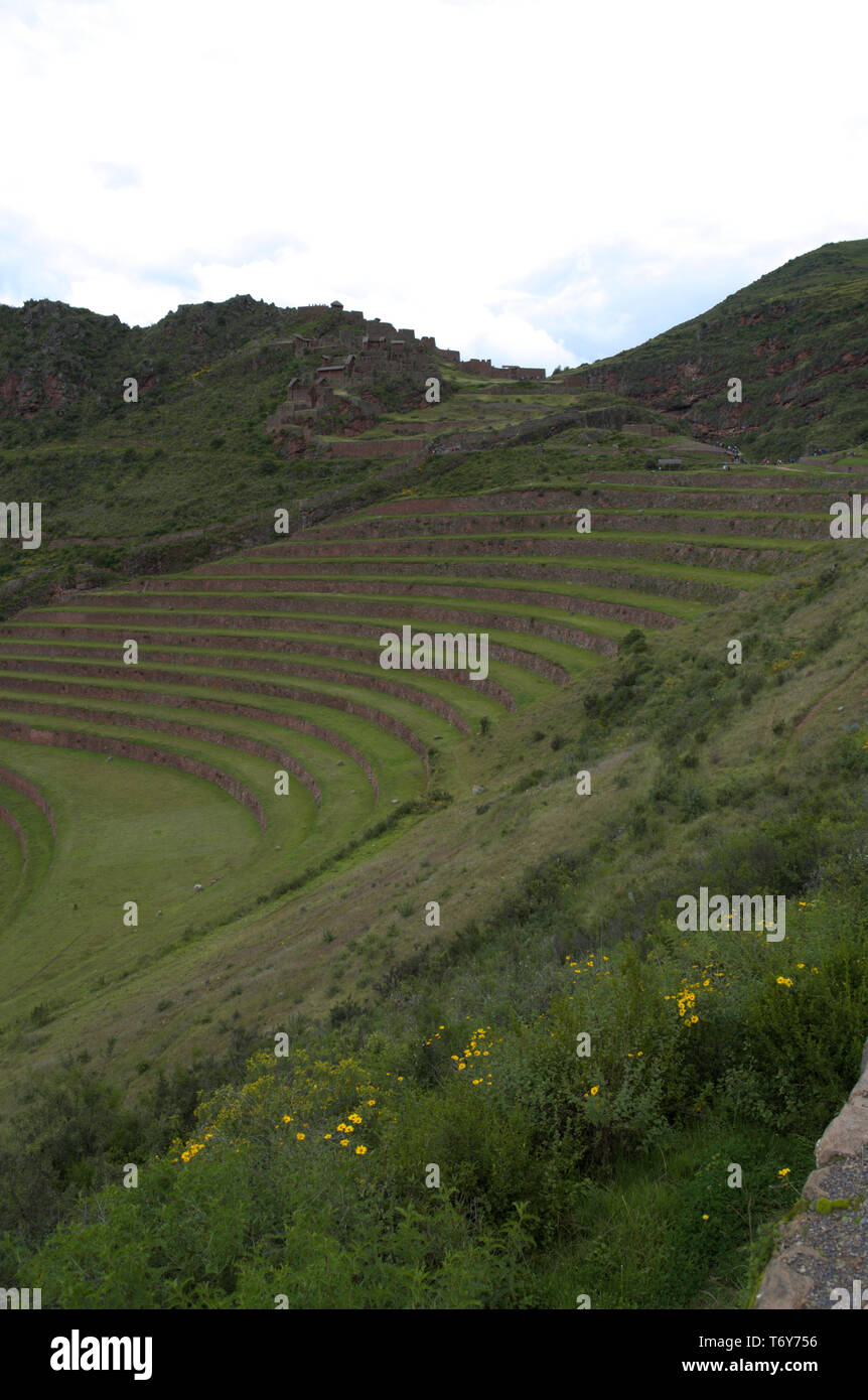 Inca ruins in Pisac, Peru. This is part of the region known as the ...
