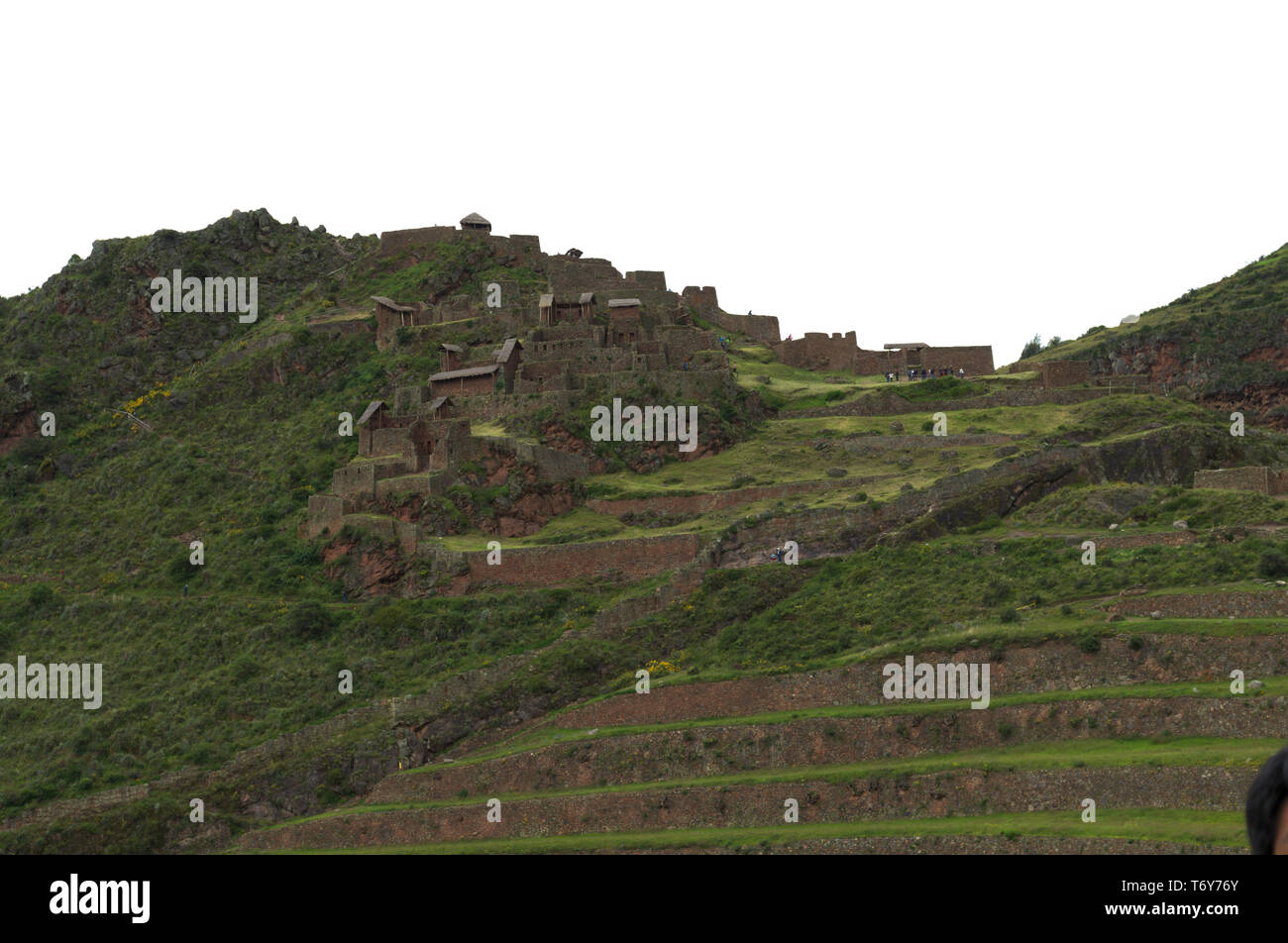 Inca ruins in Pisac, Peru. This is part of the region known as the ...