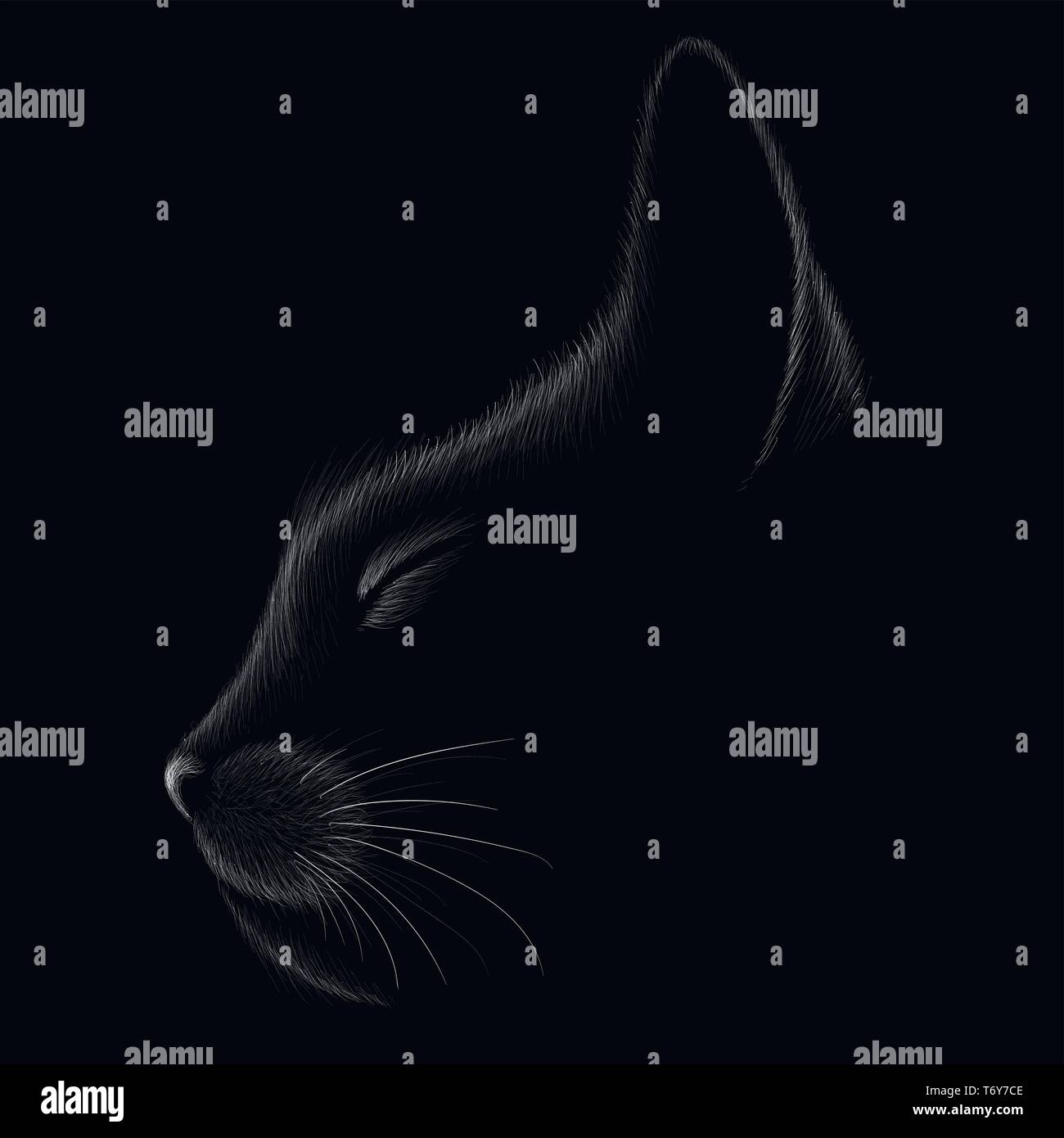 The Vector logo cat for tattoo or T-shirt design or outwear. Cute print ...