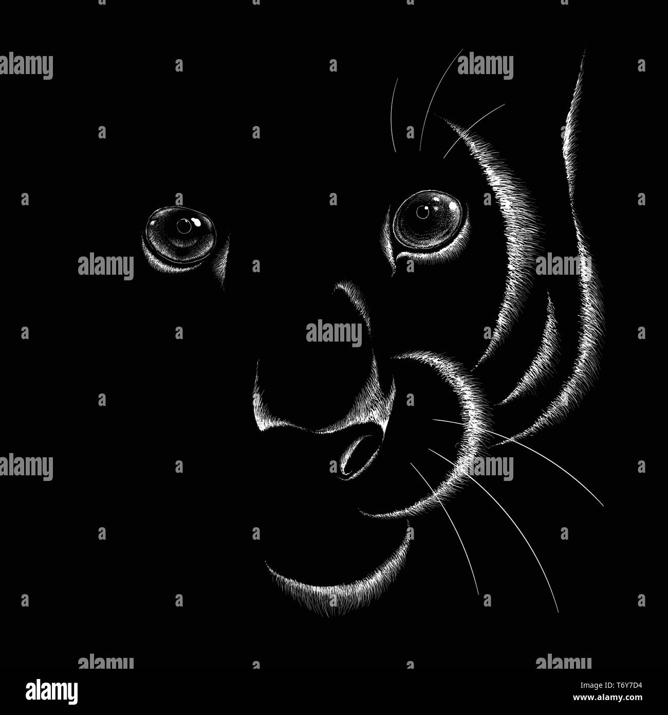 The Vector logo cat for tattoo or T-shirt design or outwear. Cute print ...