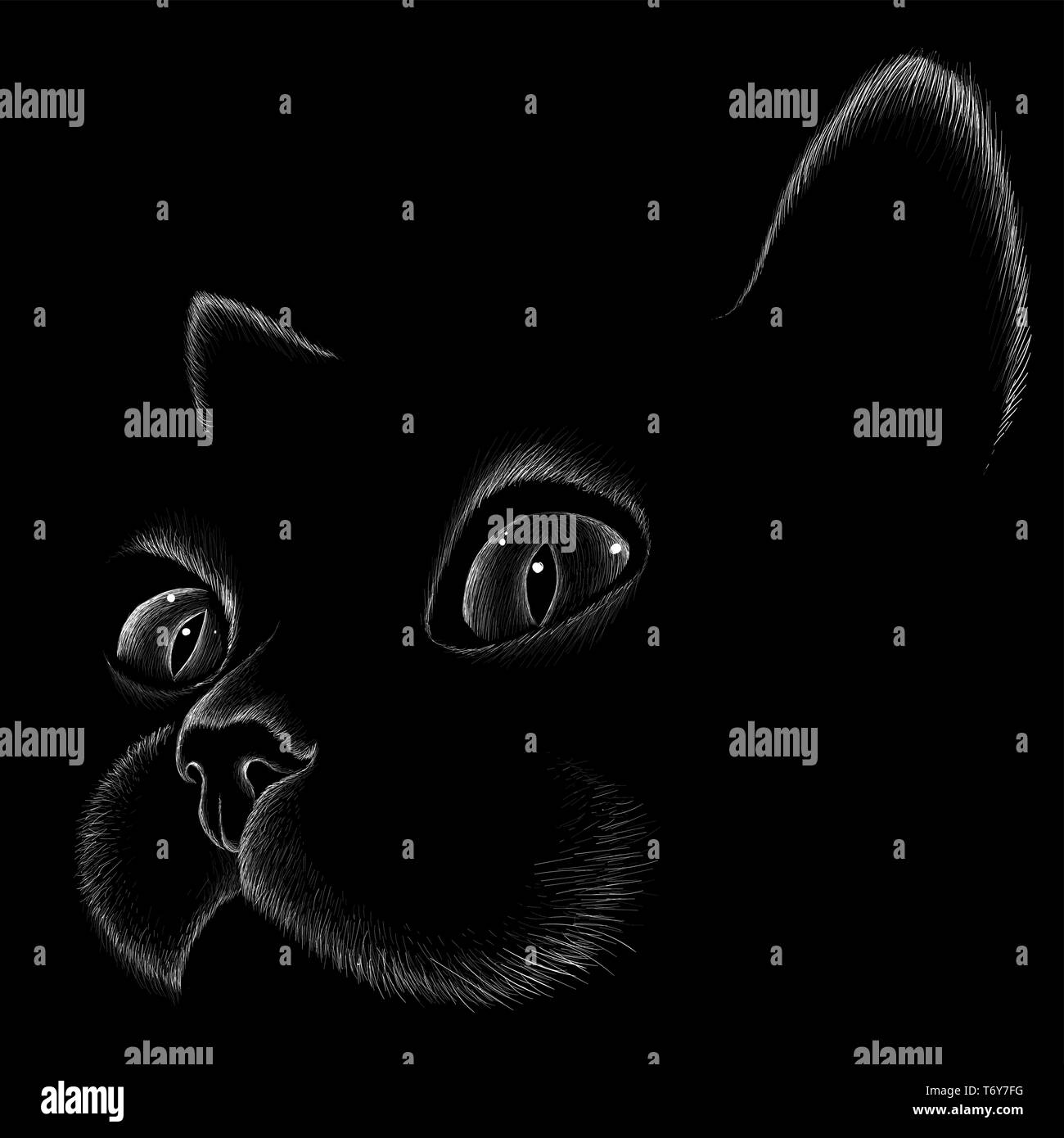 The Vector logo cat for tattoo or T-shirt design or outwear. Cute print ...