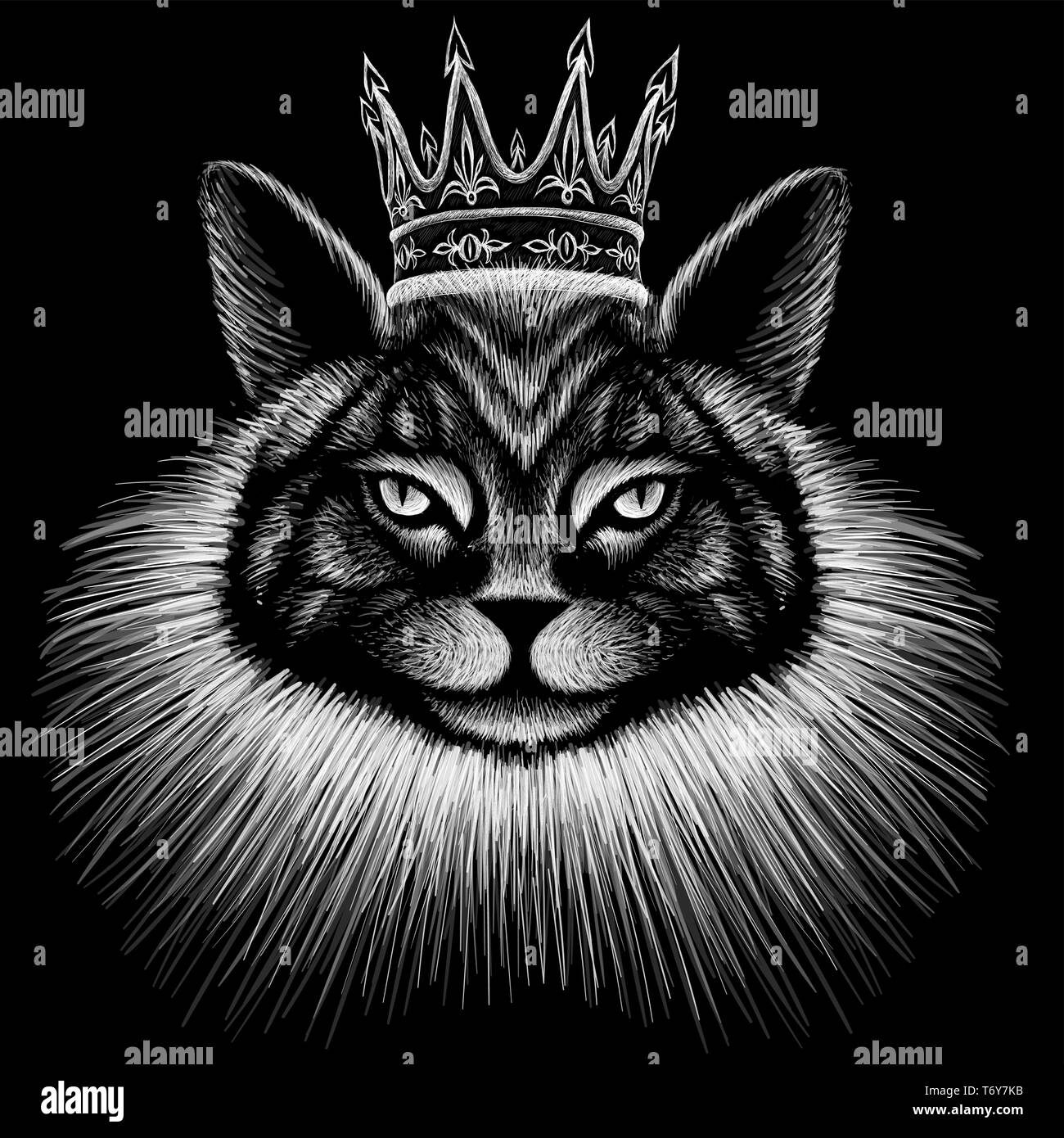 The Vector logo cat for tattoo or T-shirt design or outwear. Cute print ...