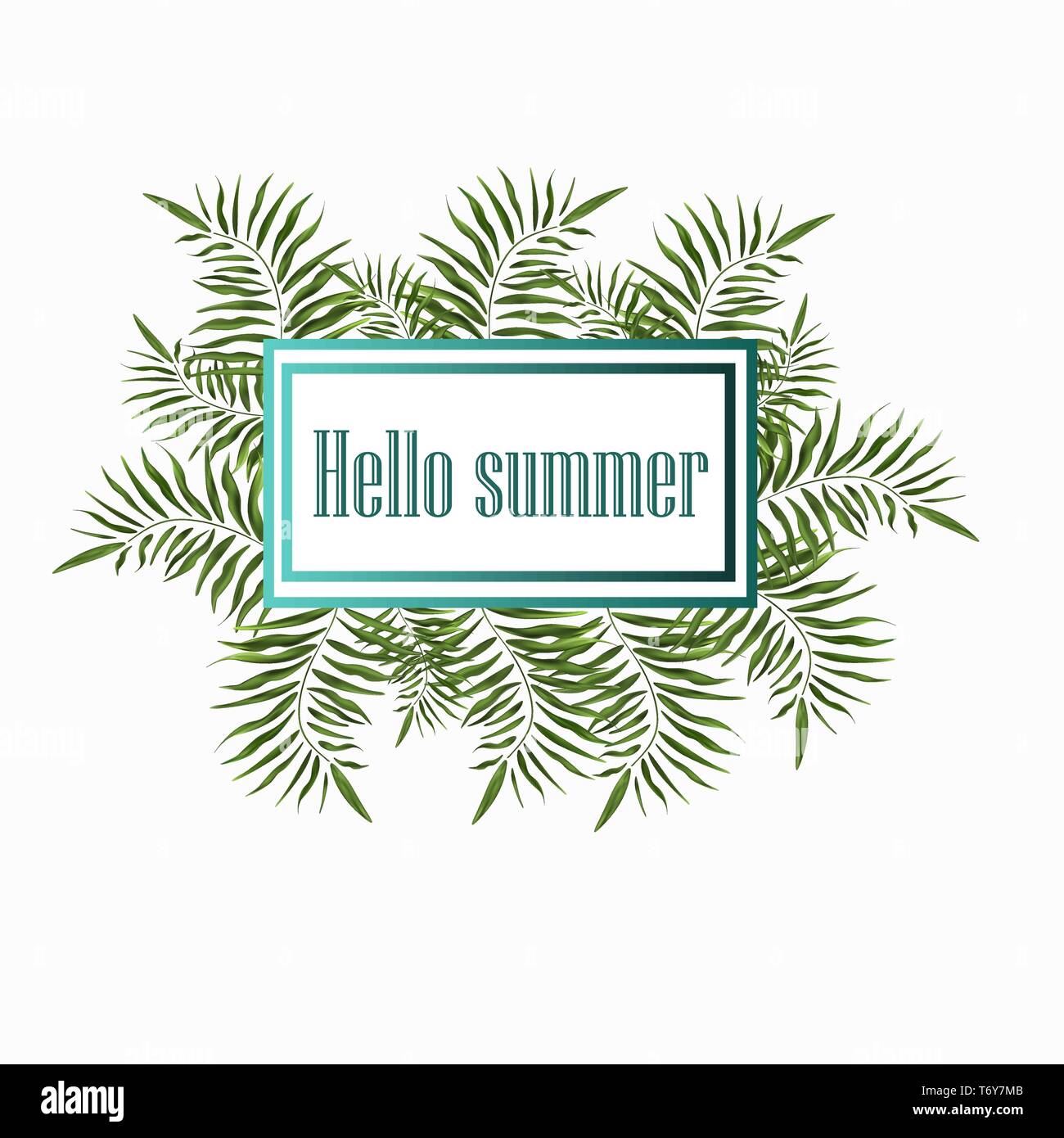 wallpaper vector banner beautiful frame with palm branches on a white ...