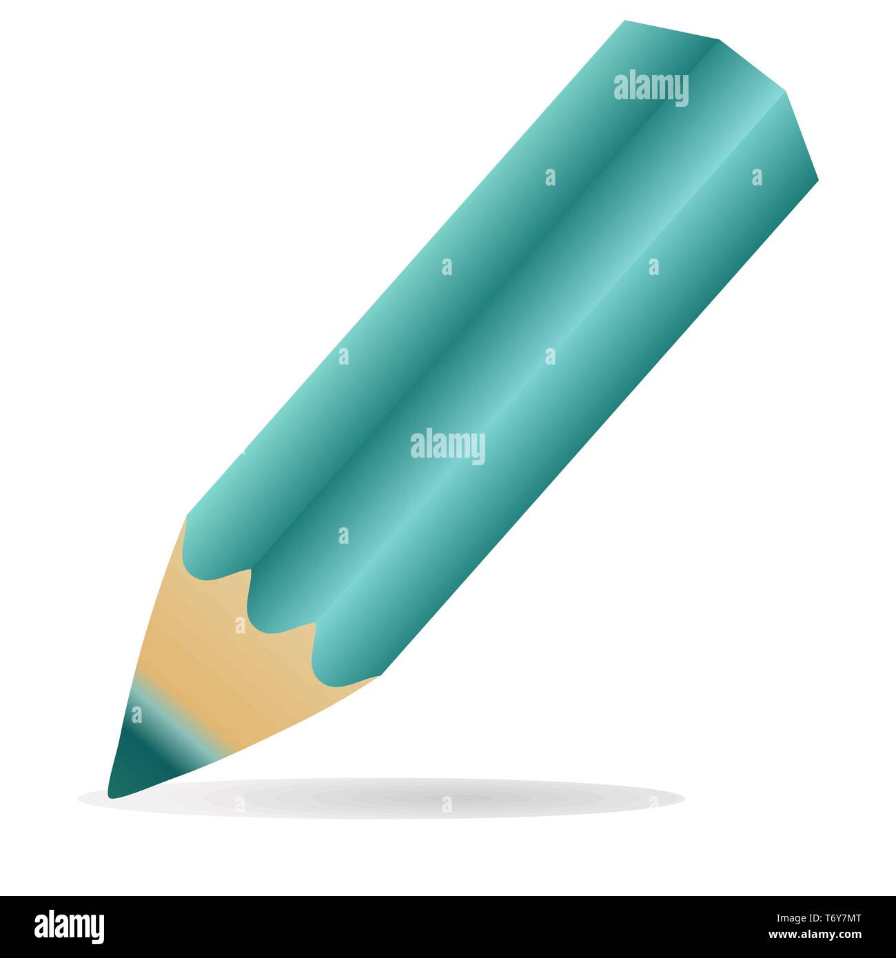 simple vector pencil for drawing green turquoise colors on a white ...