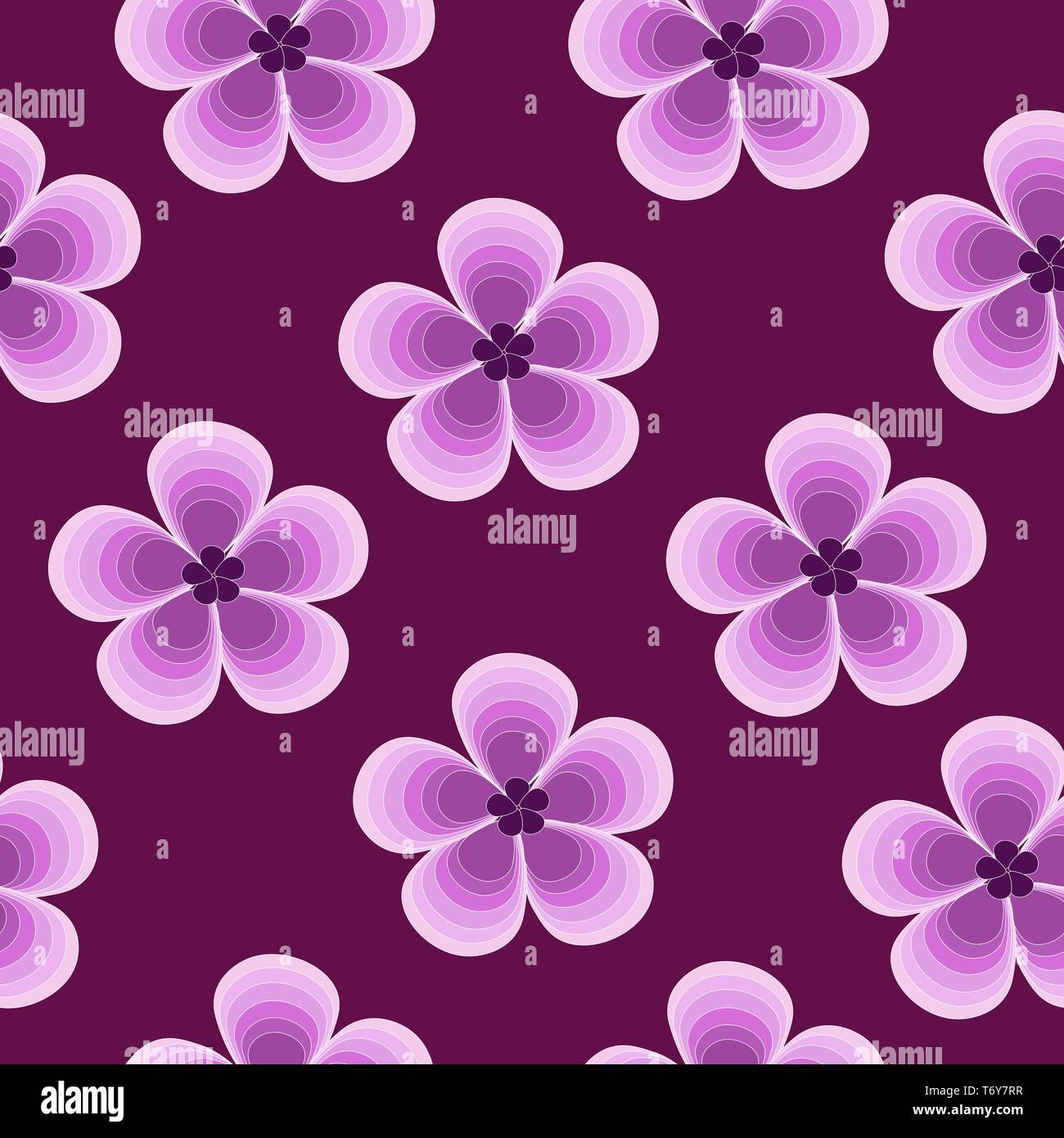 beautiful vector flowers seamless pattern on a violet lilac purple ...