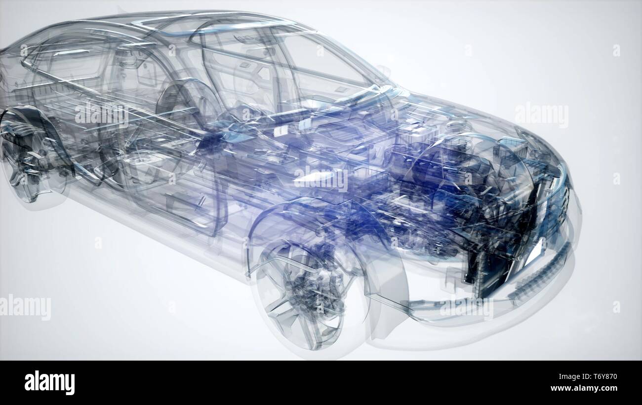 Holographic animation of 3D wireframe car model Stock Photo - Alamy