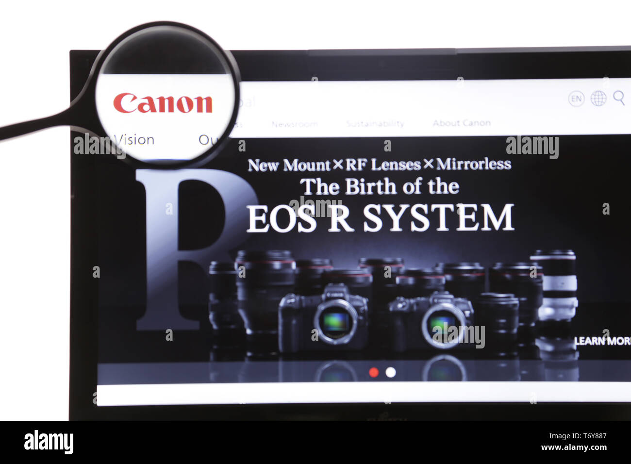 New York, USA - March 25, 2019: Illustrative Editorial of Canon website ...