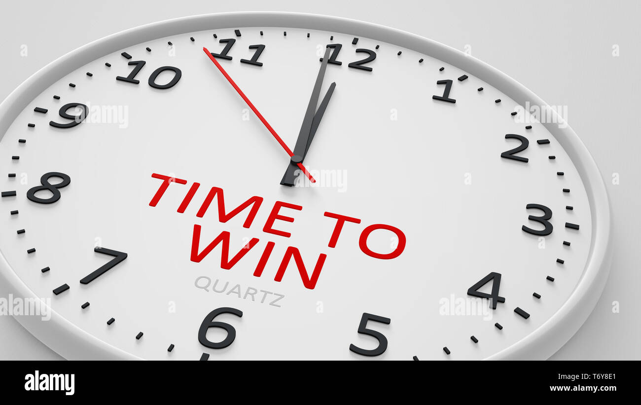 Time to win clock text modern bright style Stock Photo - Alamy