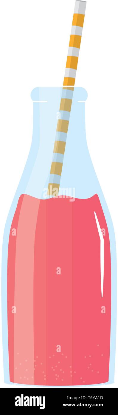 fresh juice fruit in botttle with straw vector illustration design ...
