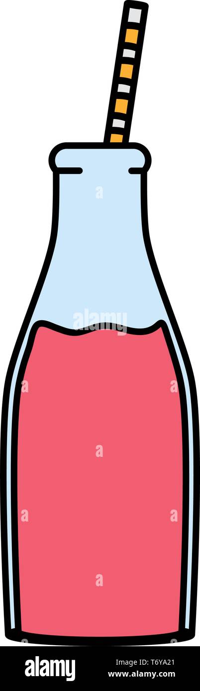 fresh juice fruit in botttle with straw vector illustration design ...